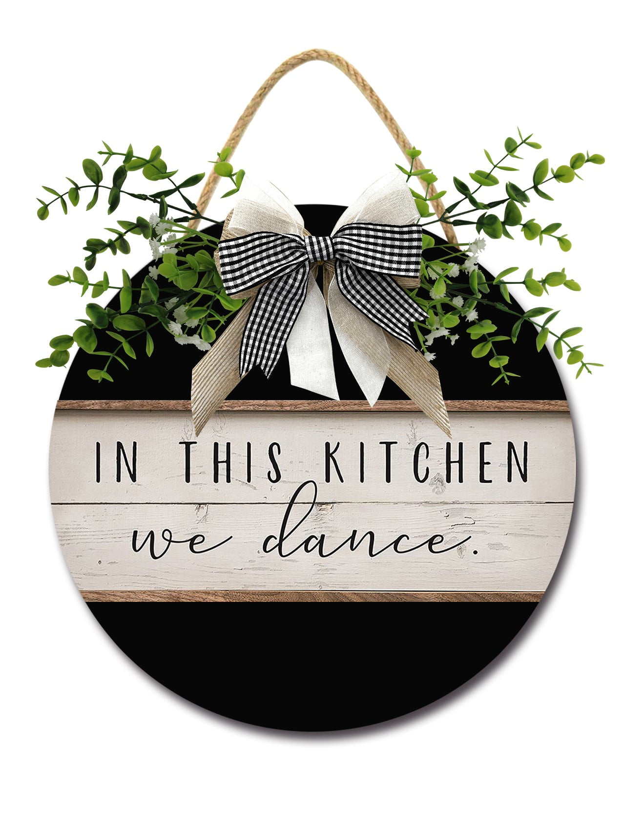 In This Kitchen We Dance Door Sign Home Decor Round Wood Wreaths Wall ...