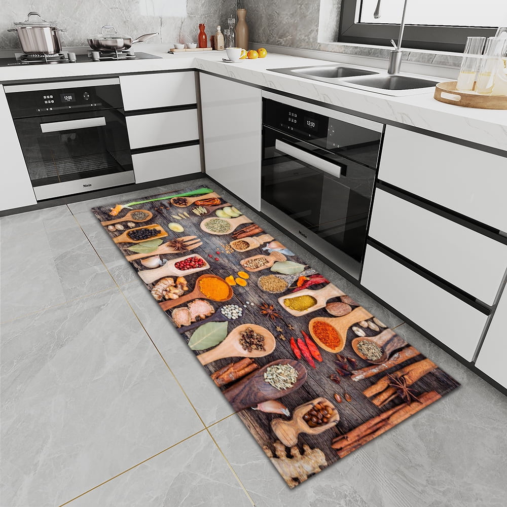 Kitchen Decor Mats Spice Pattern Entrance Door Floor Non-Slip Rugs Home ...