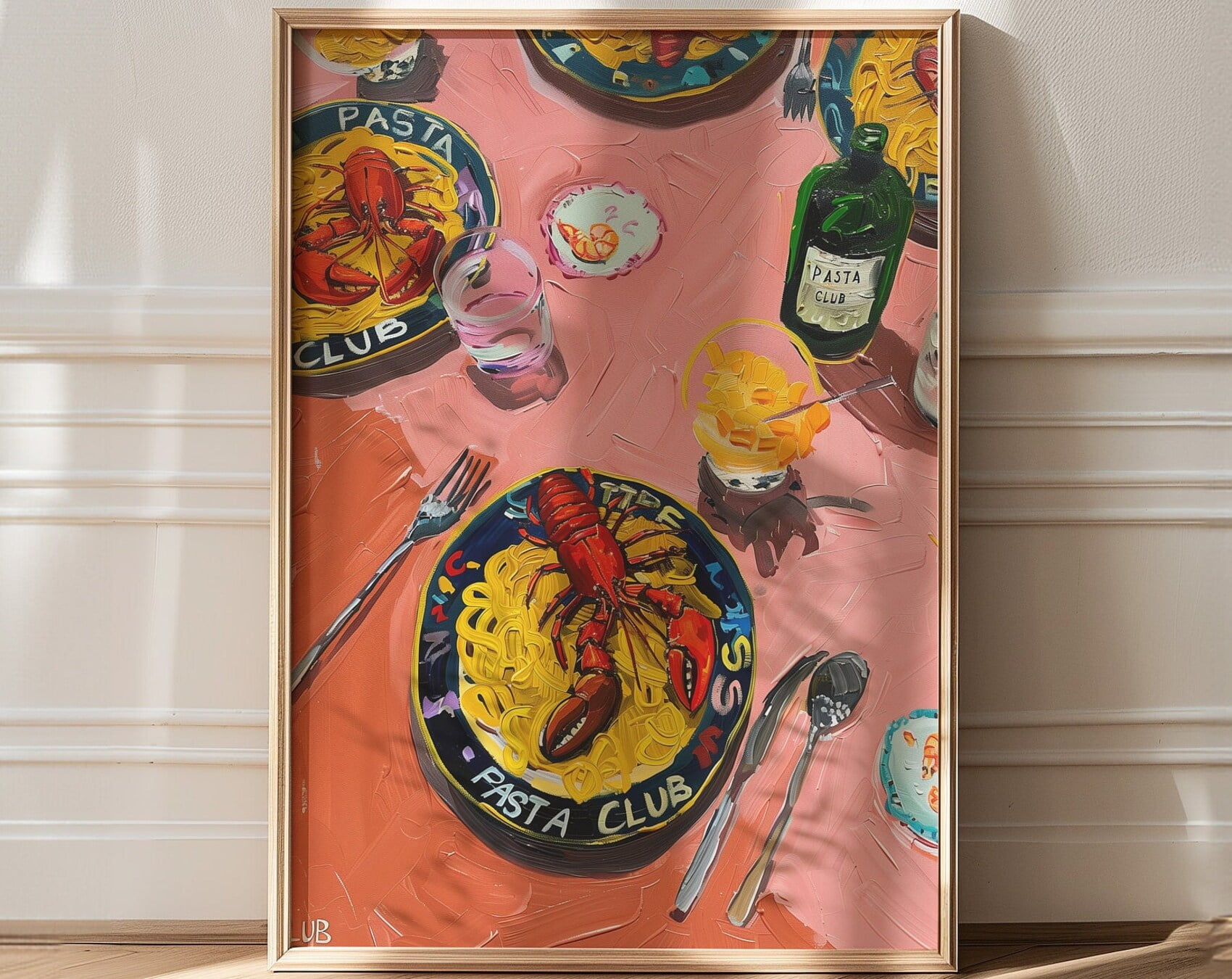 Kitchen Decor, Pasta Club Poster, Lobster And Pasta Print, Still Life ...