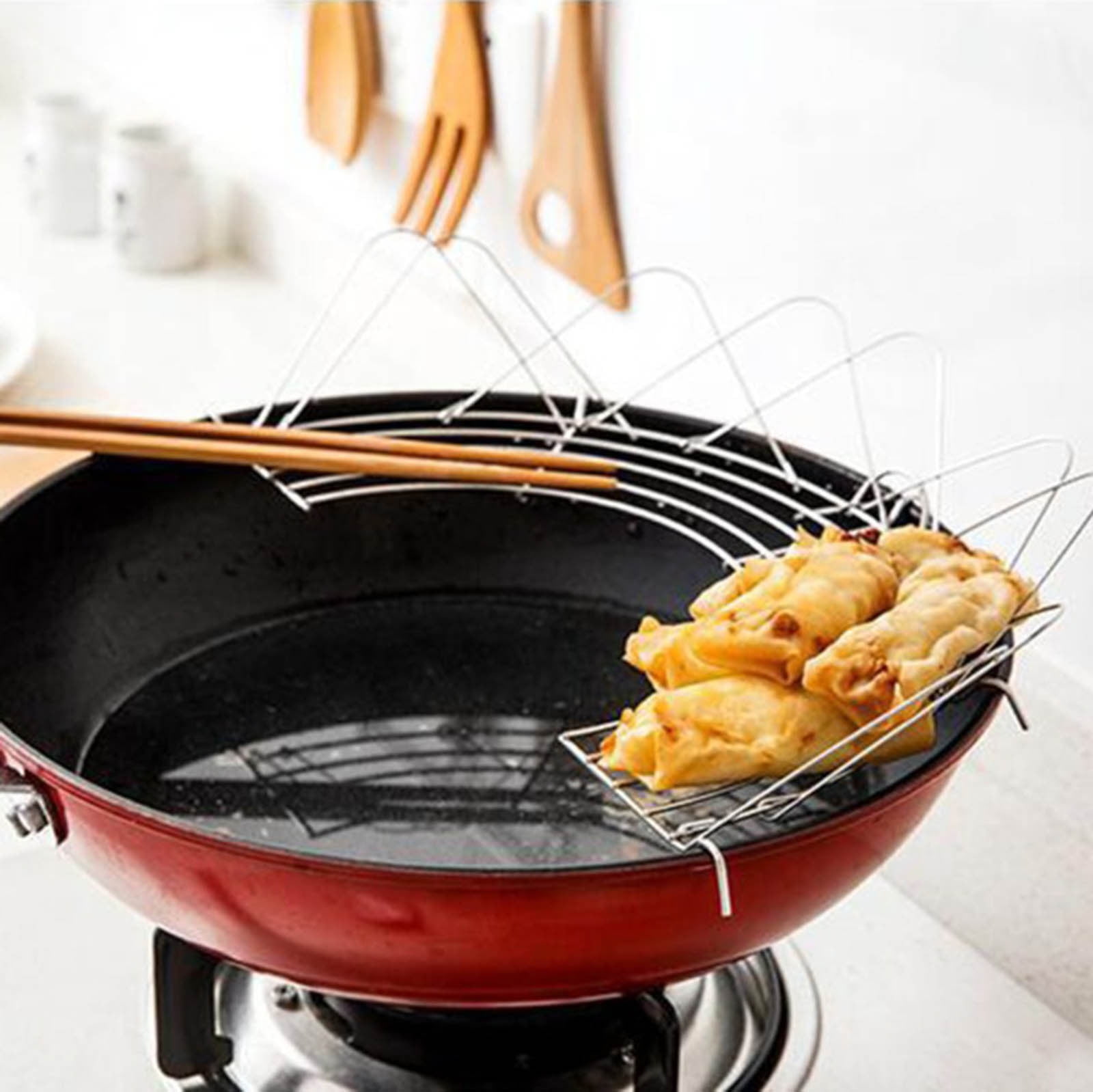 Kitchen Decor,Rain Rack Fry Pan Drainer Oil Draining Rack Pot Steamer ...