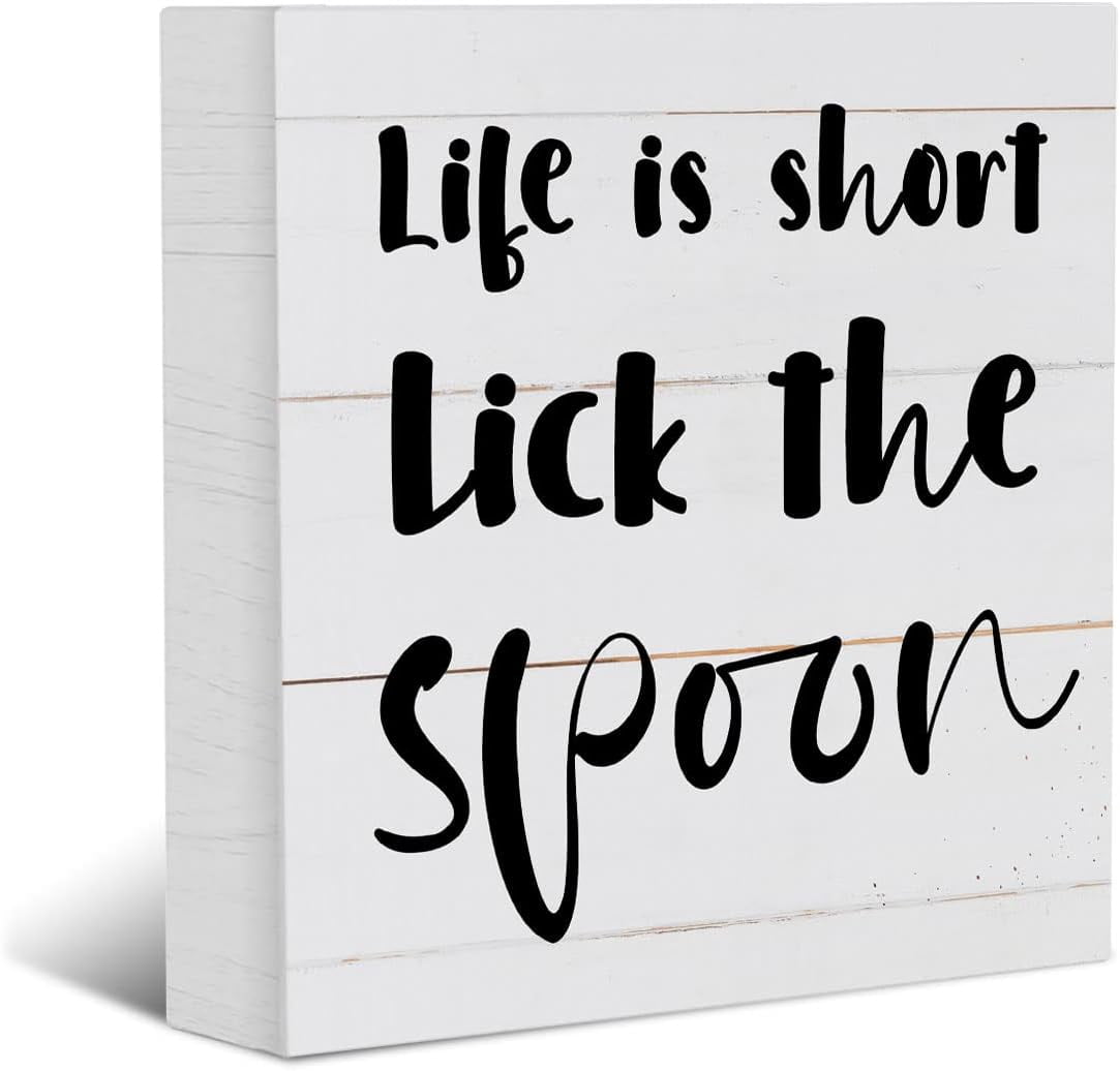 Kitchen Decor,Rustic Wooden Box Sign, Home Decor,Wood Block Plaque Desk ...