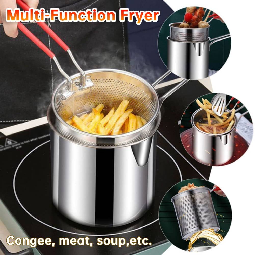 Kitchen DeepFryer with Strainer Basket Stainless Steel Tempura Fryer ...