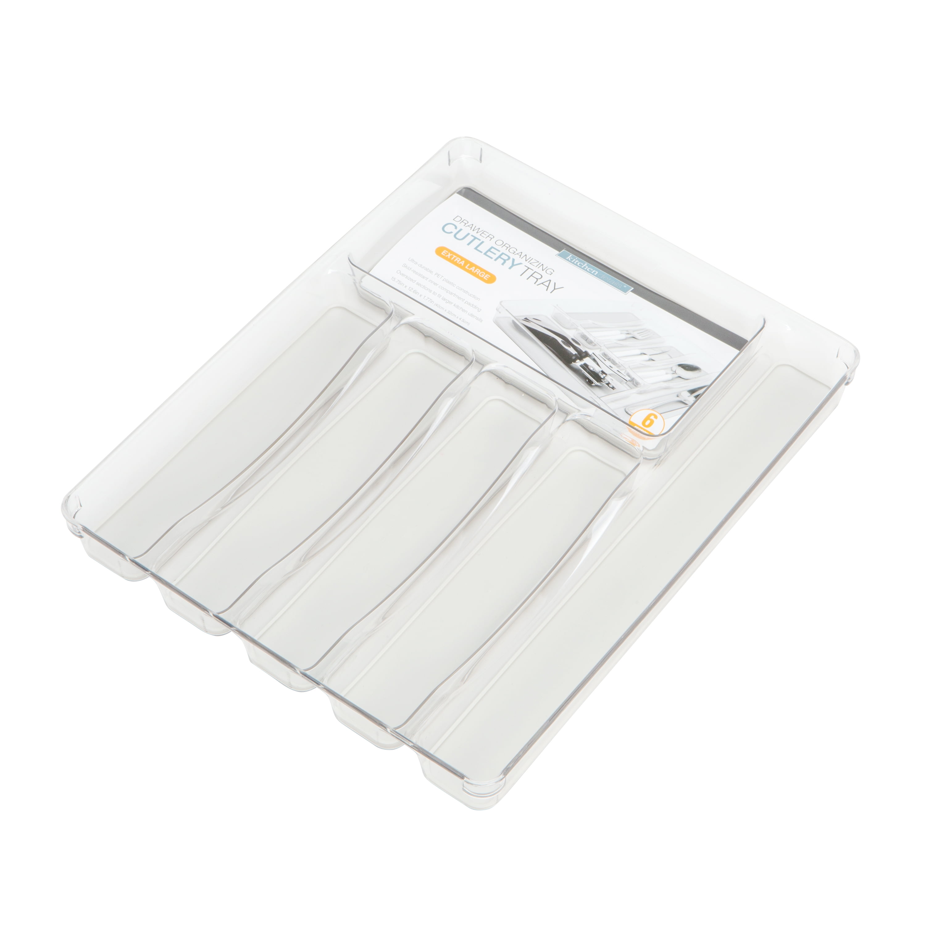 Kitchen Details 6 Compartment Cutlery Tray Plastic Utensil Organizer ...