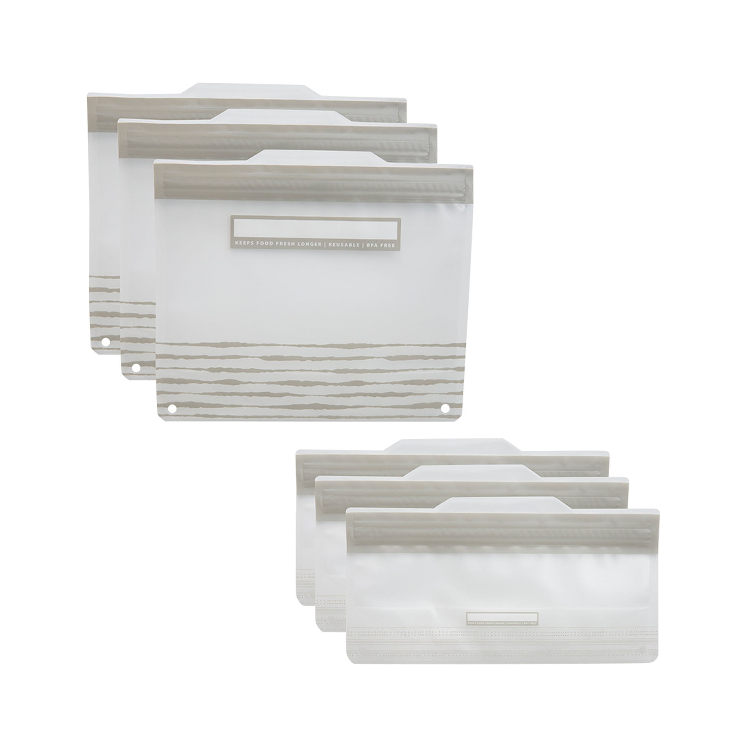 Kitchen Details 6 Piece Reusable Sandwich and Snack Bags, BPA Free, Eco ...