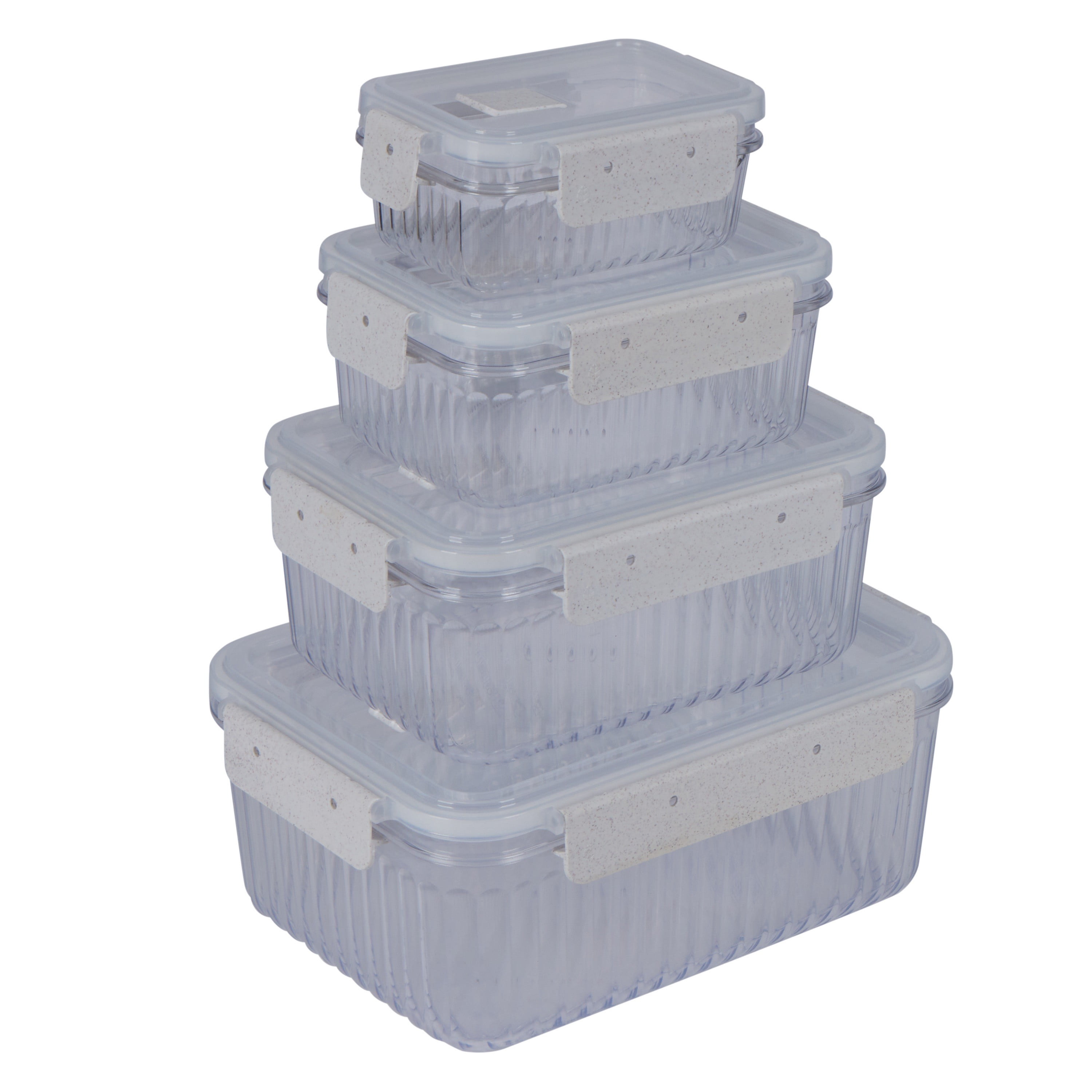 Kitchen Details 8-Piece Rectangular Food Storage Containers with Wheat ...