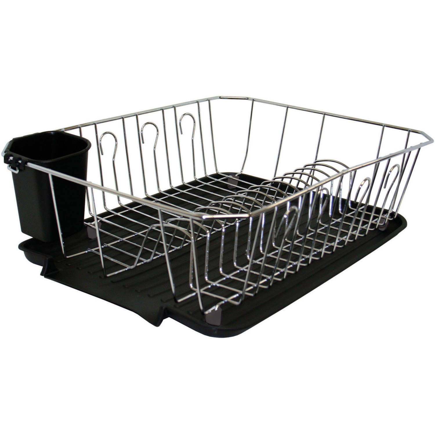 Kitchen Details Chrome 3 Piece Set Dish Rack in Black (17.5" x 14.5" x ...