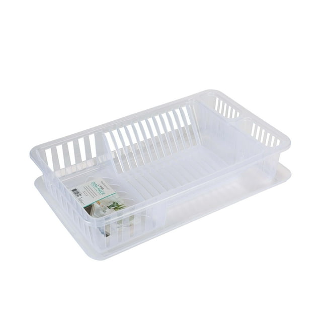 Kitchen Details Medium Dish Rack with Tray in Clear - Walmart.com