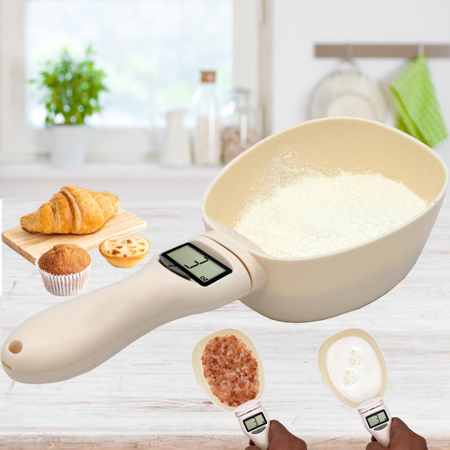 Kitchen Digital Measuring Spoon with LCD Display, Adjustable Portions ...