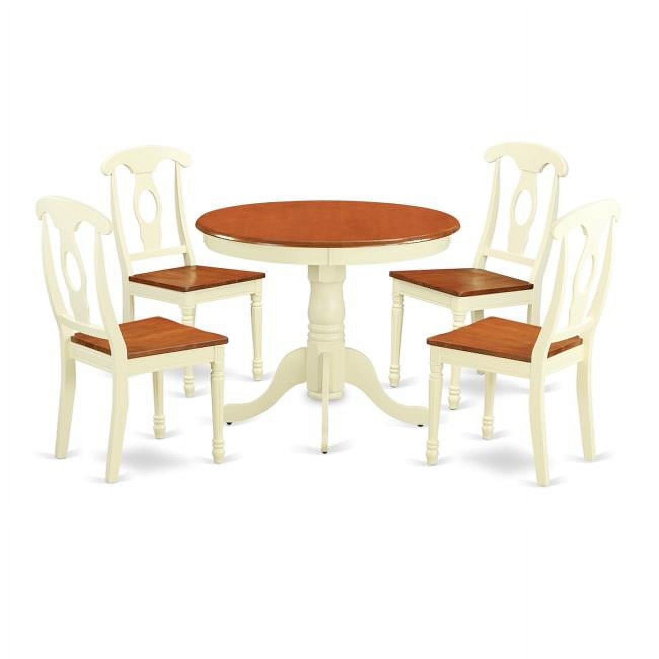 Kitchen Dinette Set with 4 Table & 4 Chairs, Buttermilk & Cherry - 5 ...