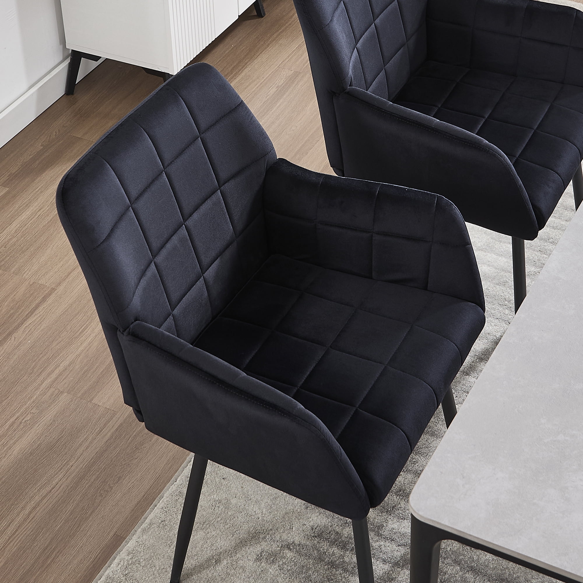 Kitchen Dining Chair with Armrests Comfortable Velvet Upholstered ...