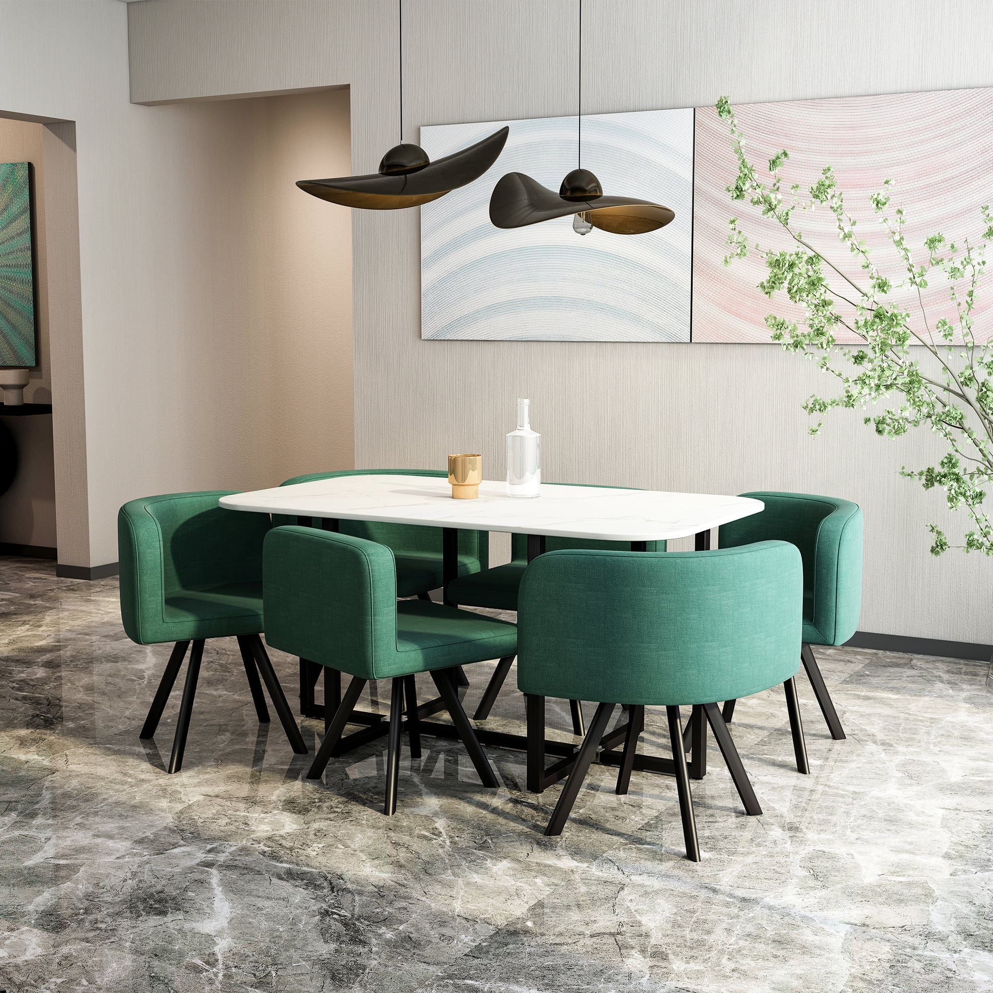 Kitchen Dining Table And Chair - Rectangular With Engineered Wood ...