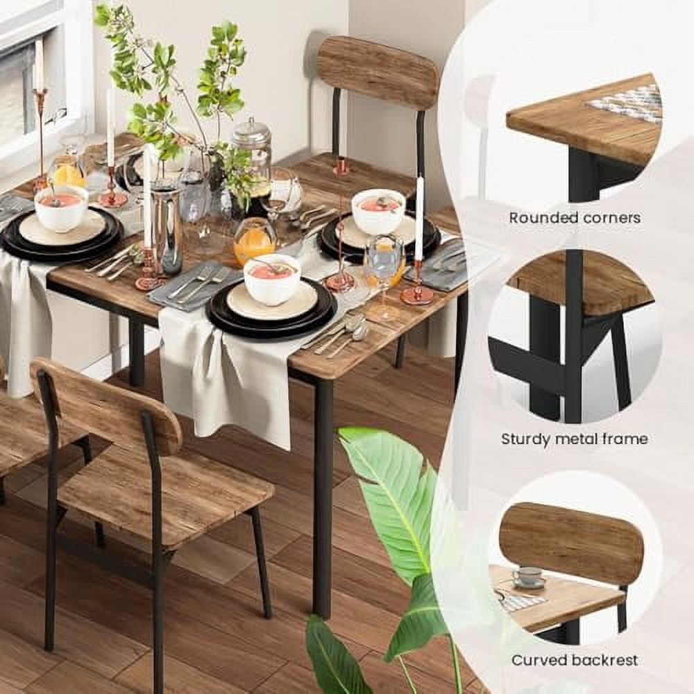 Kitchen Dining Table Set for 4, Modern Rectangular 5 Piece Dining Room ...