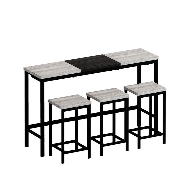 Kitchen Dining Table Set, Pub Table with 3 Stools and Hanging Stool ...