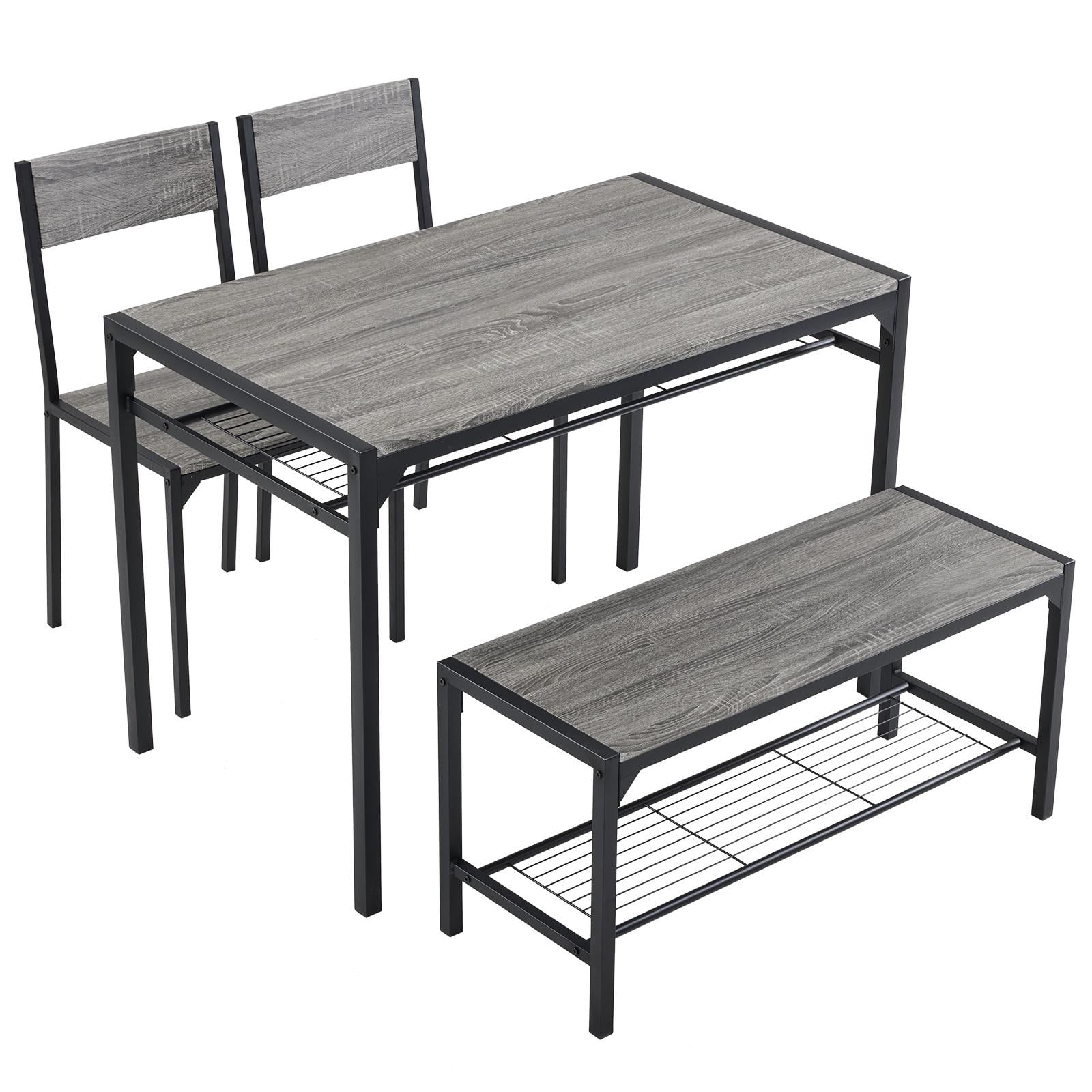 4-Seater Modern Dining Set with Chairs & Bench, Versatile for Home/Pub ...