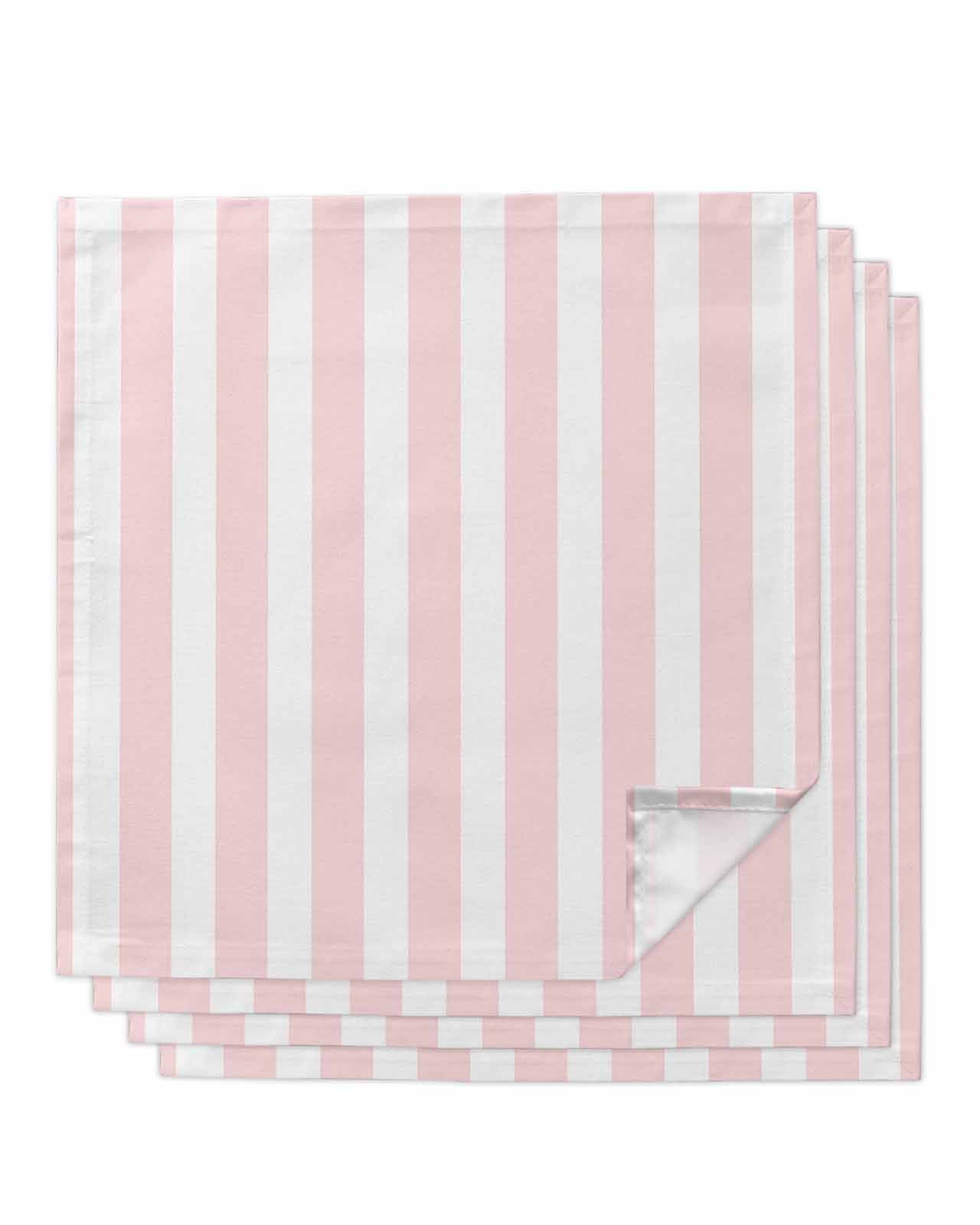 Kitchen Dinner Napkins Set of 4, Stripes Pink Cloth Napkins Reusable ...