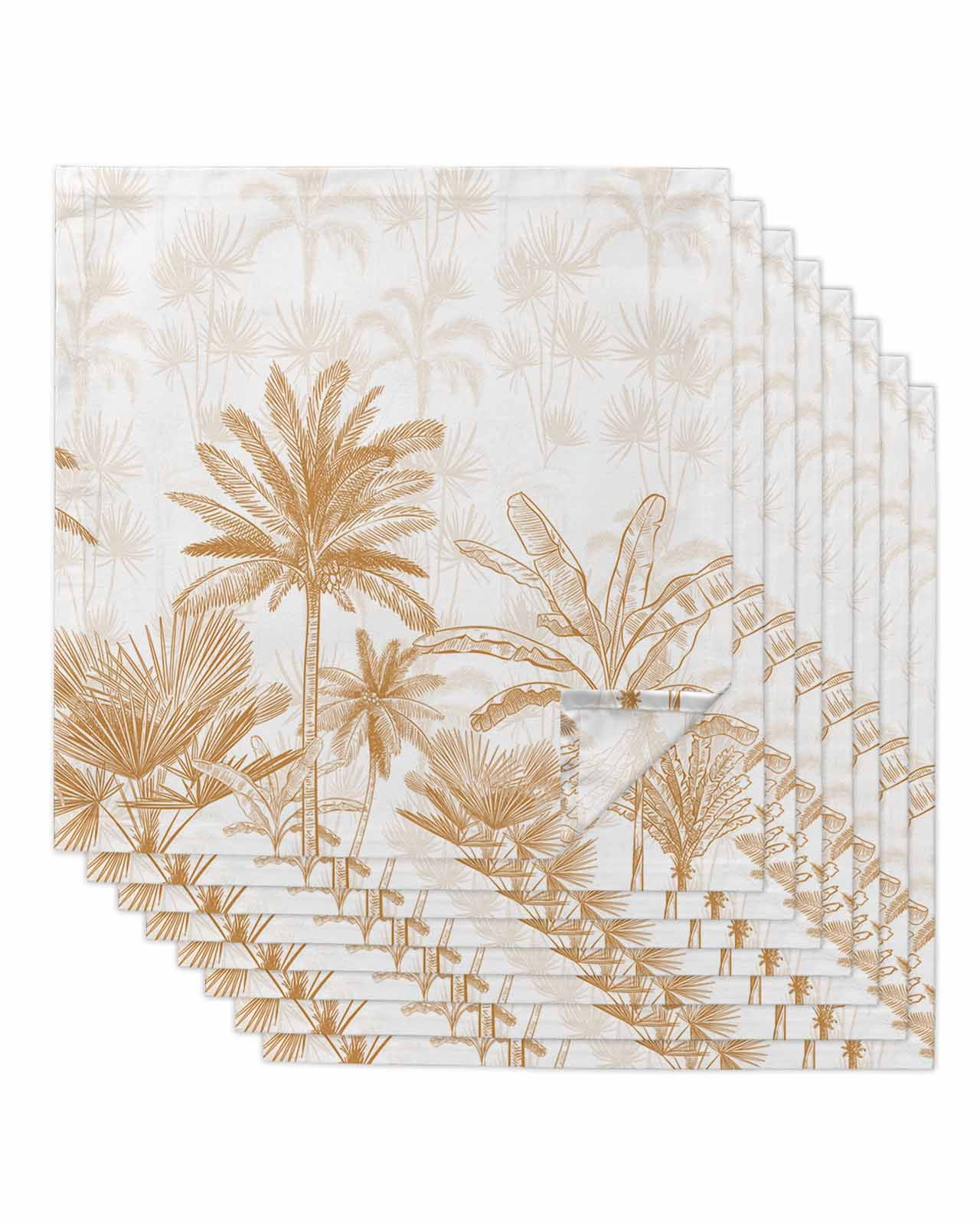 Kitchen Dinner Napkins Set of 8, Summer Palm Tree Cloth Napkins ...