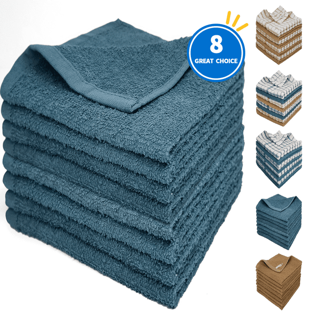 Kitchen Dish Cloths Set of 8 ， Super Soft and Absorbent，100% Cotton ...