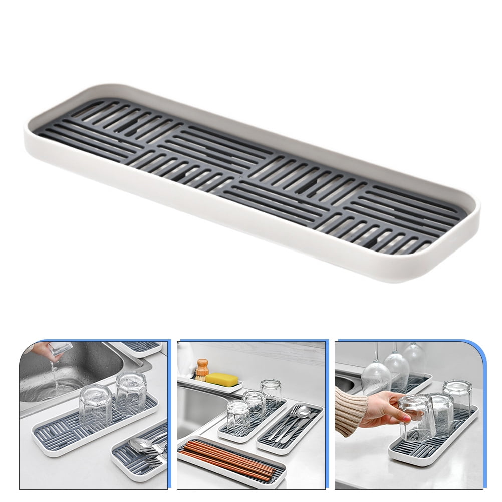 Kitchen Dish Drain Tray Plastic Dish Drain Board Countertop Water Drip ...