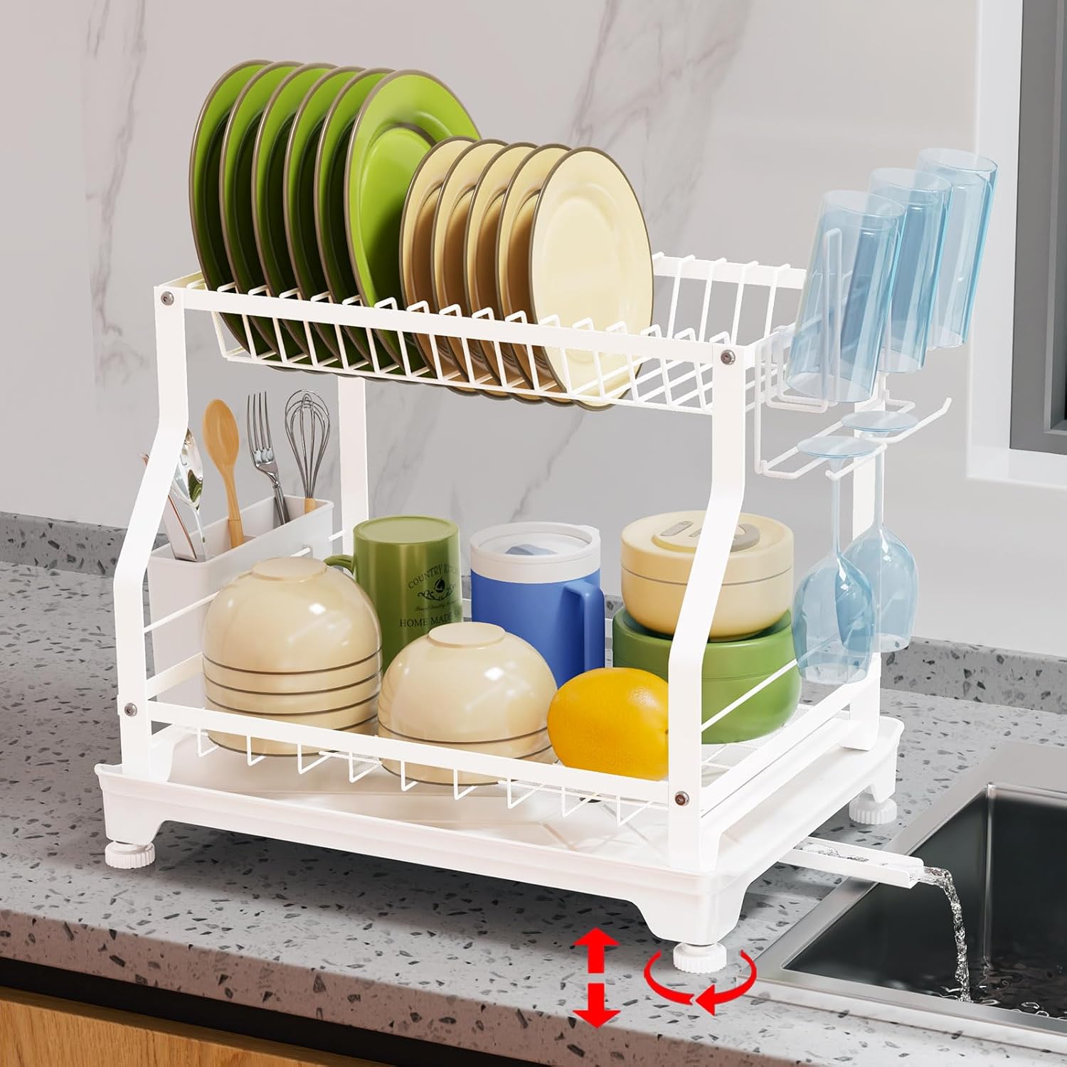 Kitchen Dish Rack,Hanging Dish Drying Rack Organizer Storage Shelf Over ...