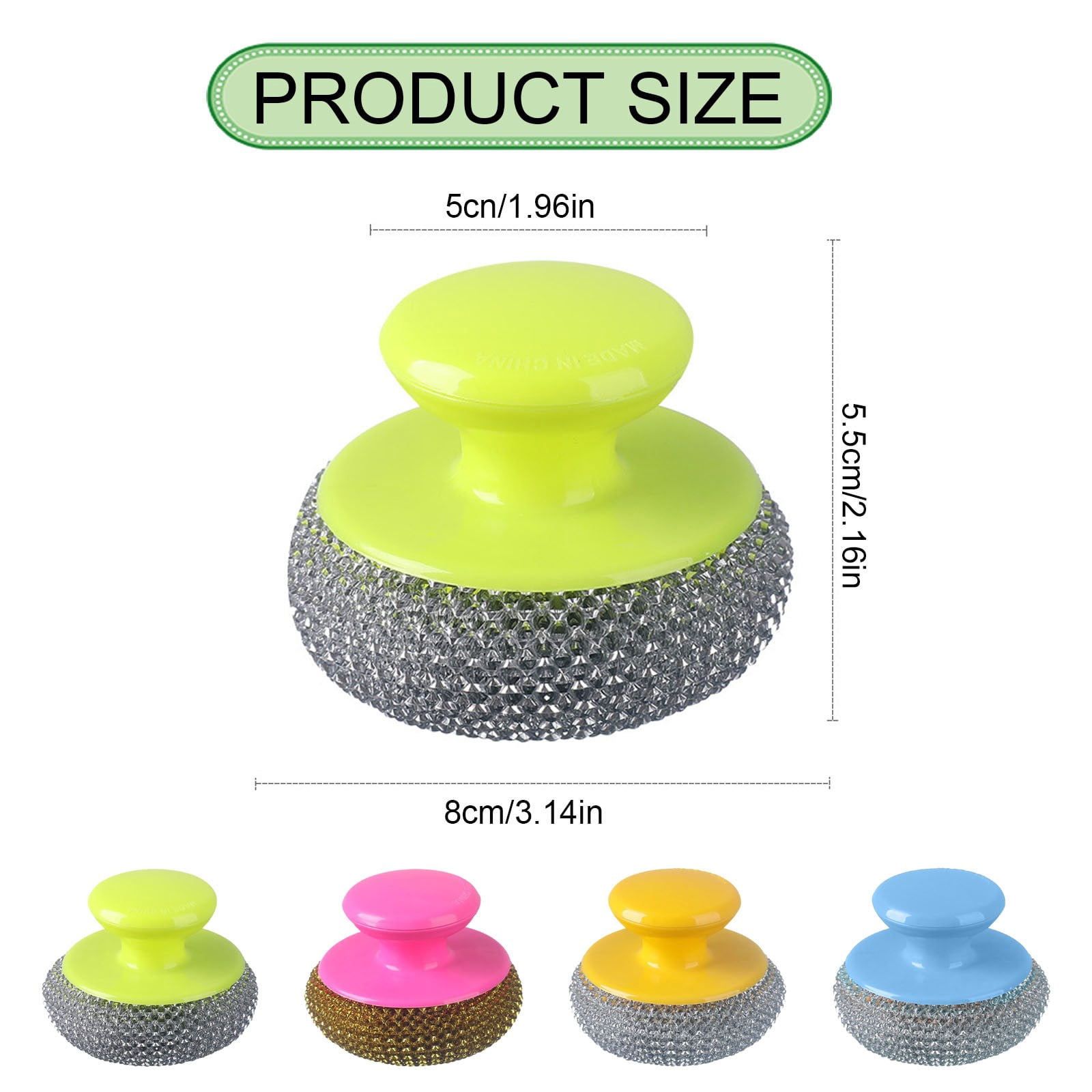 Kitchen Dish Scrub Brush with Handle PET Cleaning Pot Scrubber for ...