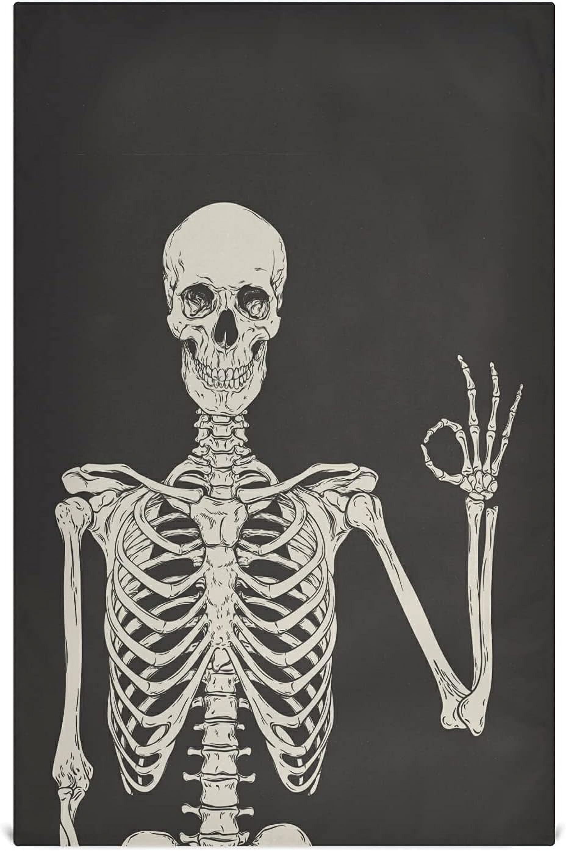 Kitchen Dish Towels, Human Skeleton Gothic Style Kitchen Towels Set of ...