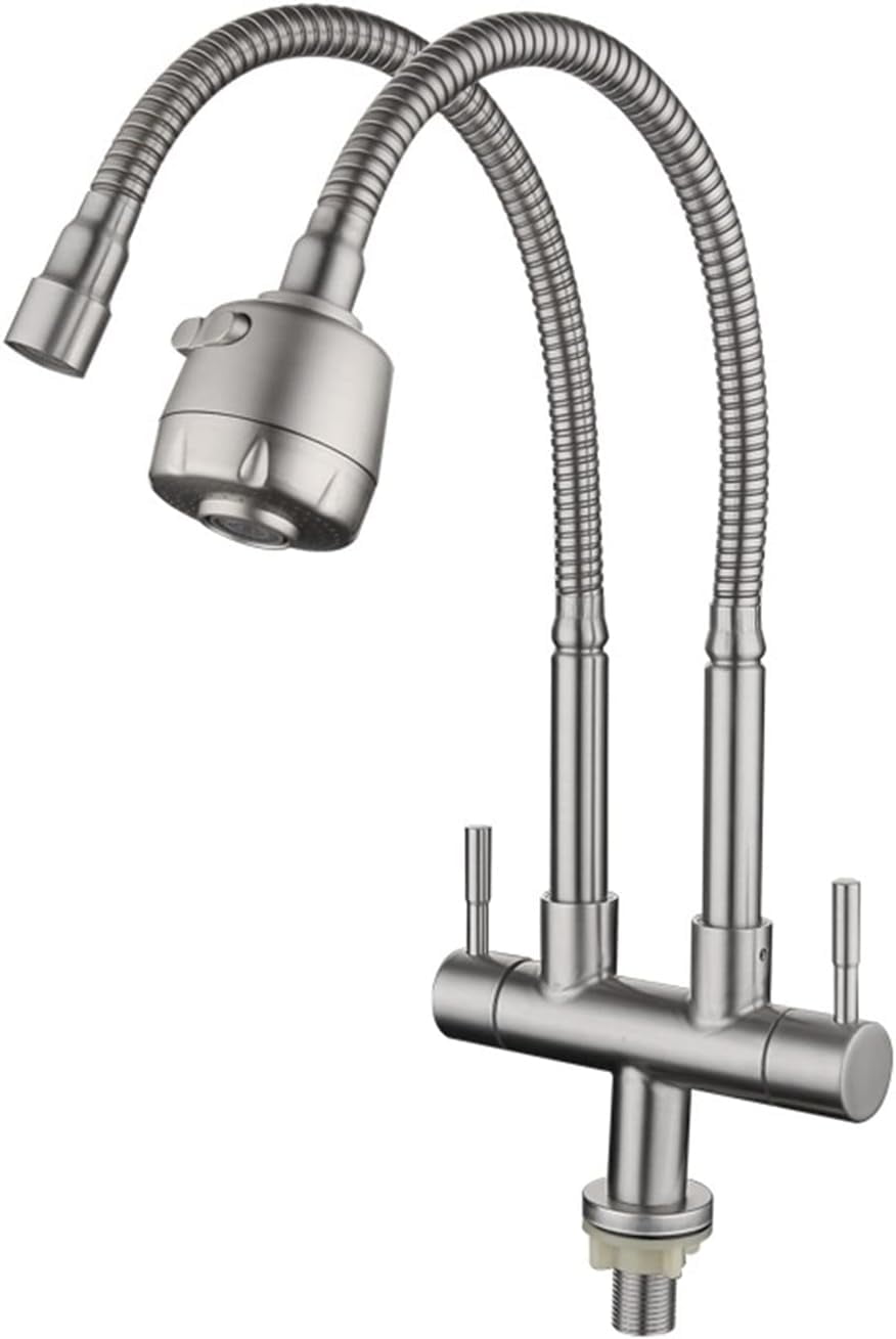 Kitchen Double Outlet Faucet 304 Stainless Steel Single Cold Double ...