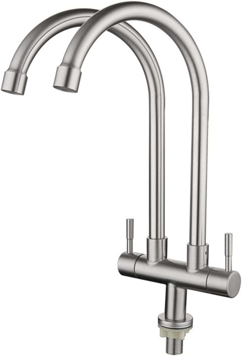 Kitchen Double Outlet Faucet 304 Stainless Steel Single Cold Double ...