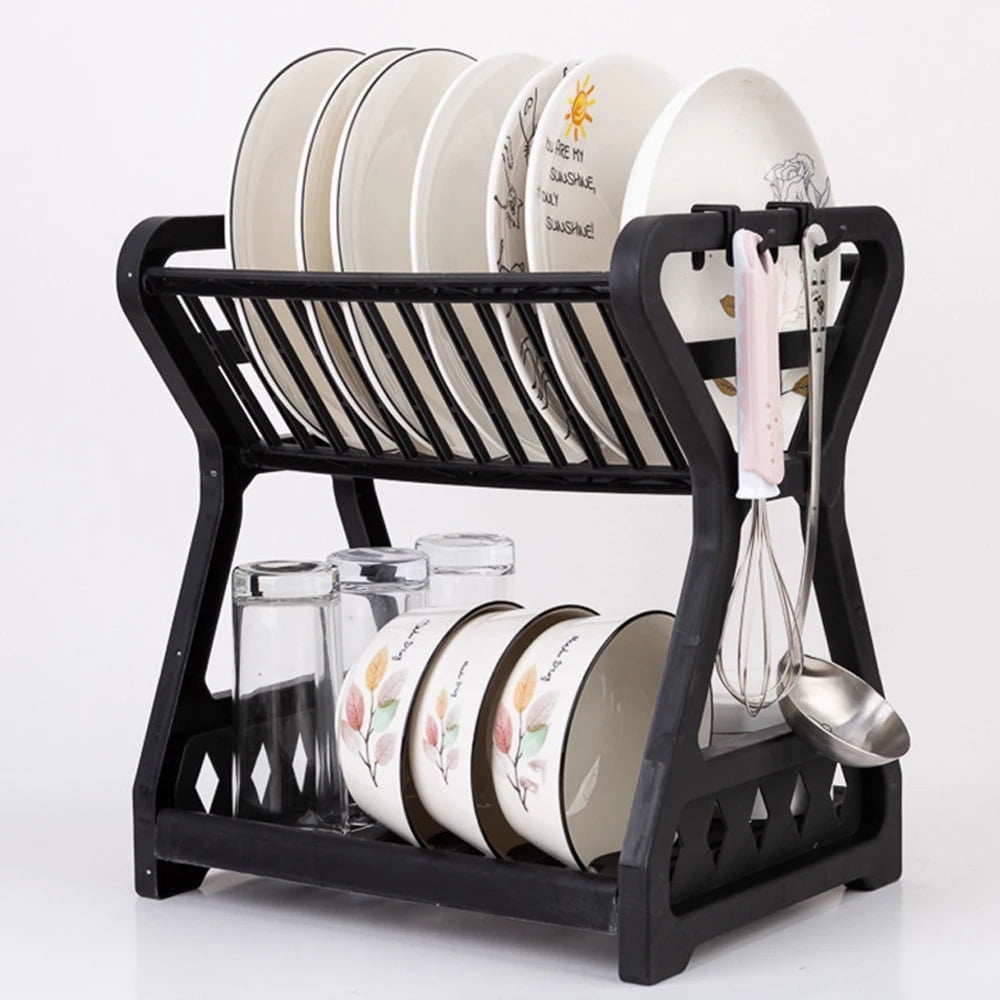 Kitchen Double-layer Drain Bowl Tray Storage Rack Household ...