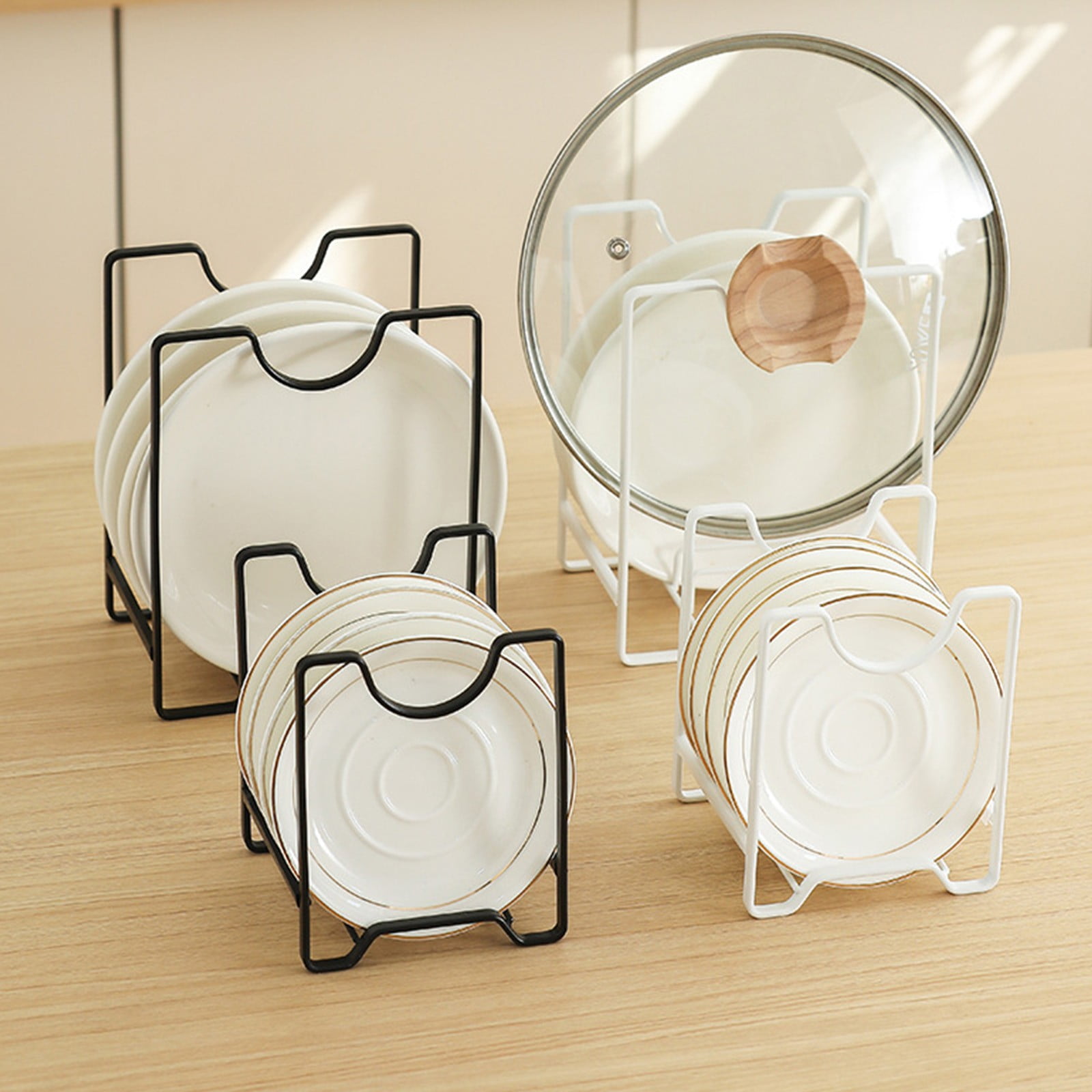 Kitchen Drain Rack, Countertop Drying Rack with Pot Lid Holder, 2-Size ...