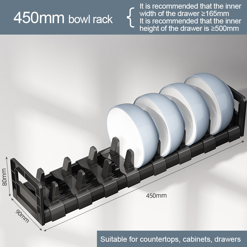 Kitchen Drawer Bowl Plate Storage Rack Adjustable Drainer Space Saving ...