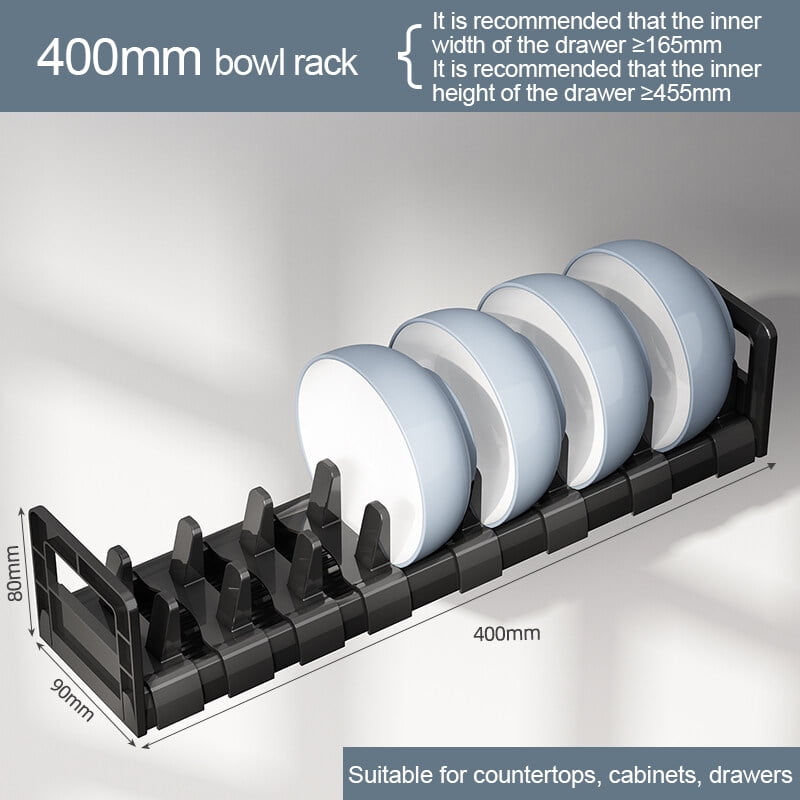 Kitchen Drawer Bowl Plate Storage Rack Adjustable Drainer Space Saving ...