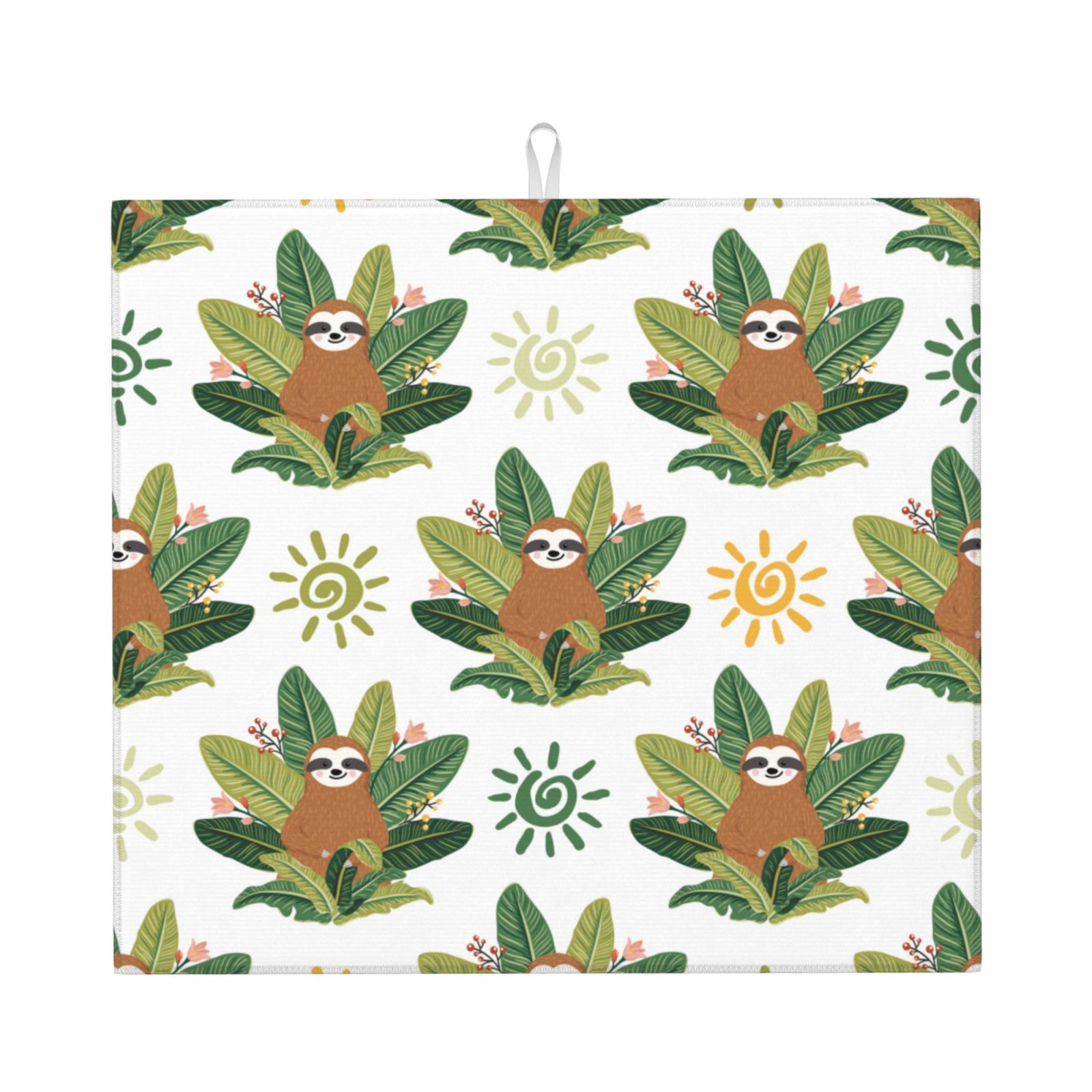 Kitchen Drying Mat, Cute Sloths Animal (6) Tableware Absorbent Pad For ...