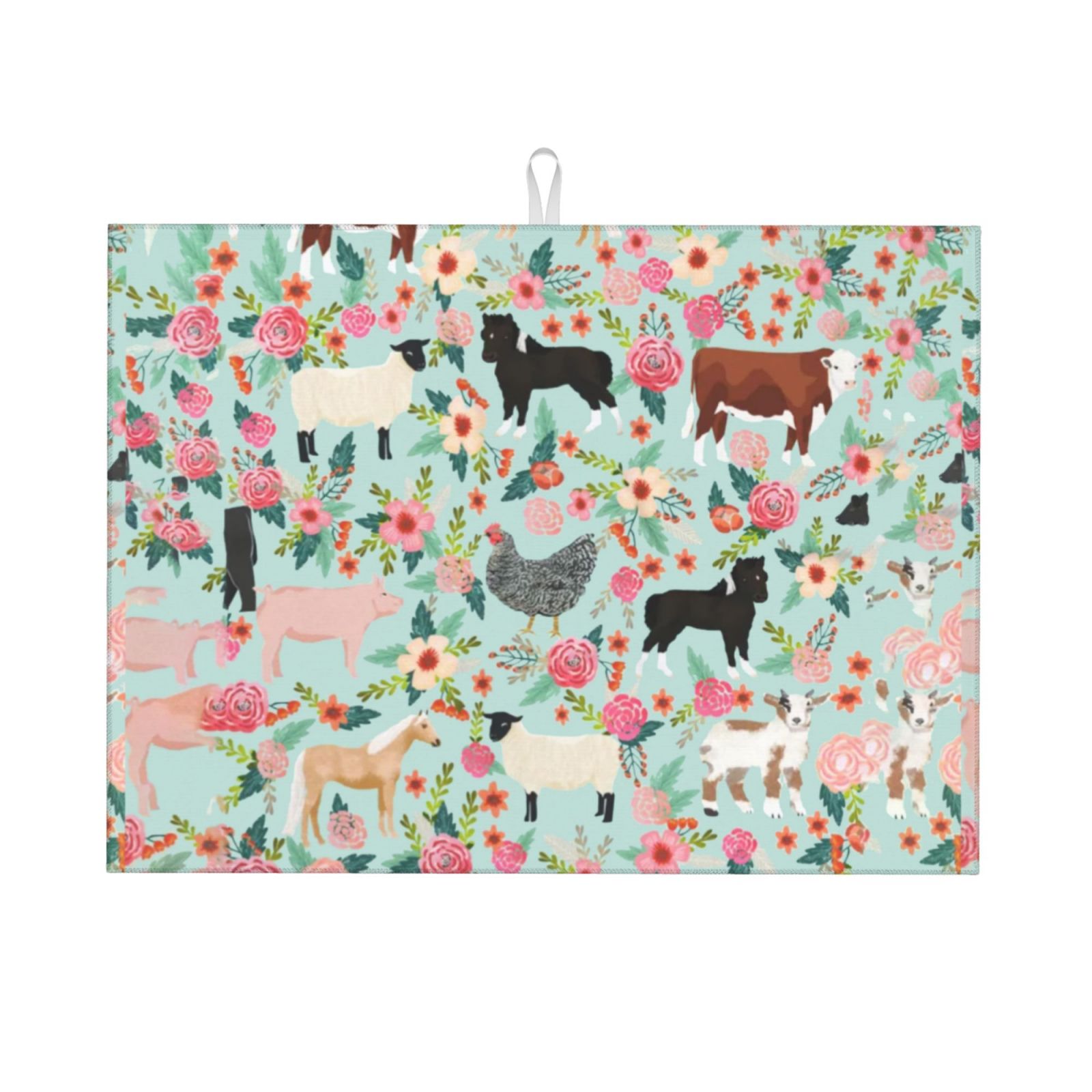 Kitchen Drying Mat,Yellow Duck Sunglasses Teal Blue Dish Drying Pad For ...