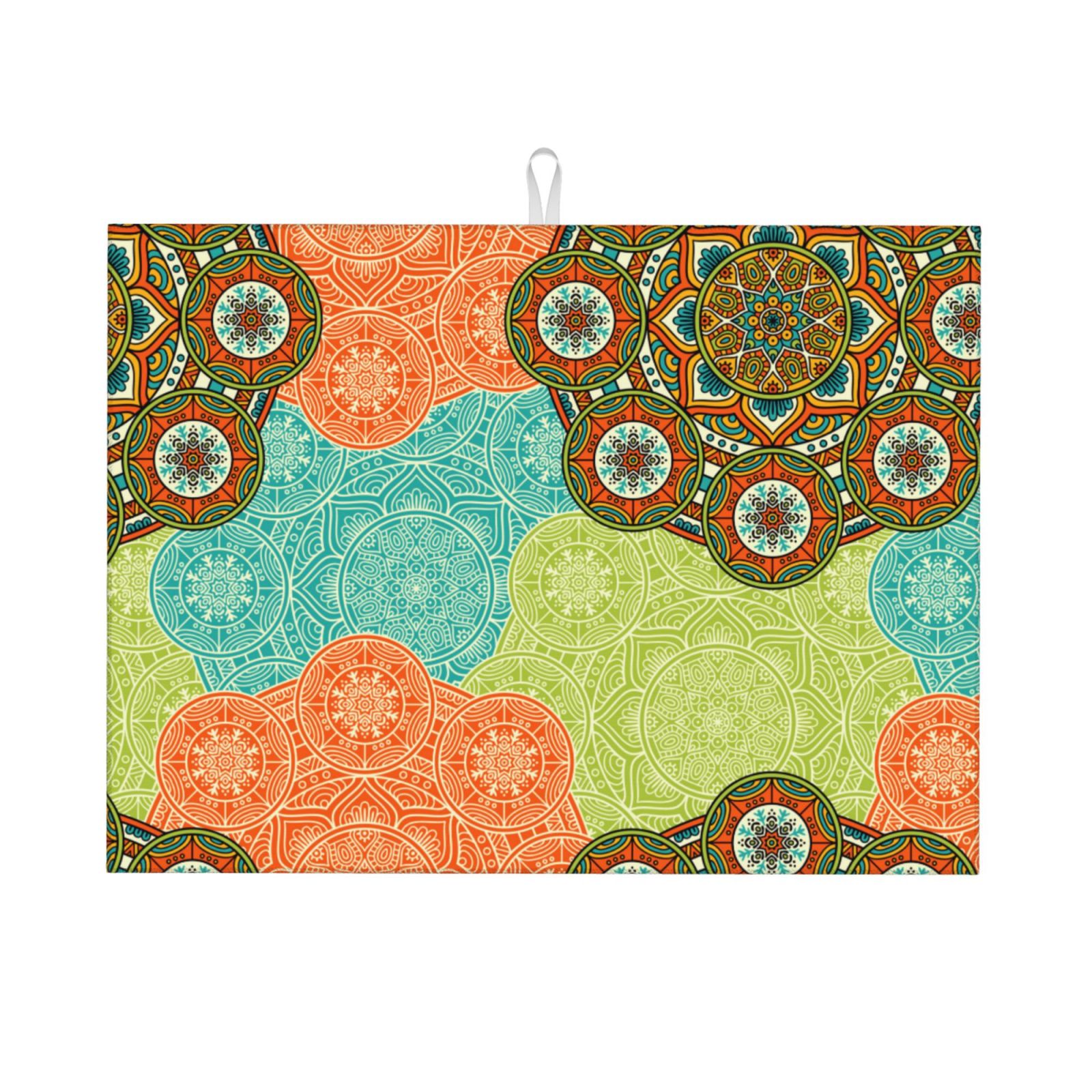 Kitchen Drying Matethnic Boho Pattern Rose Dish Drying Pad For Kitchen ...