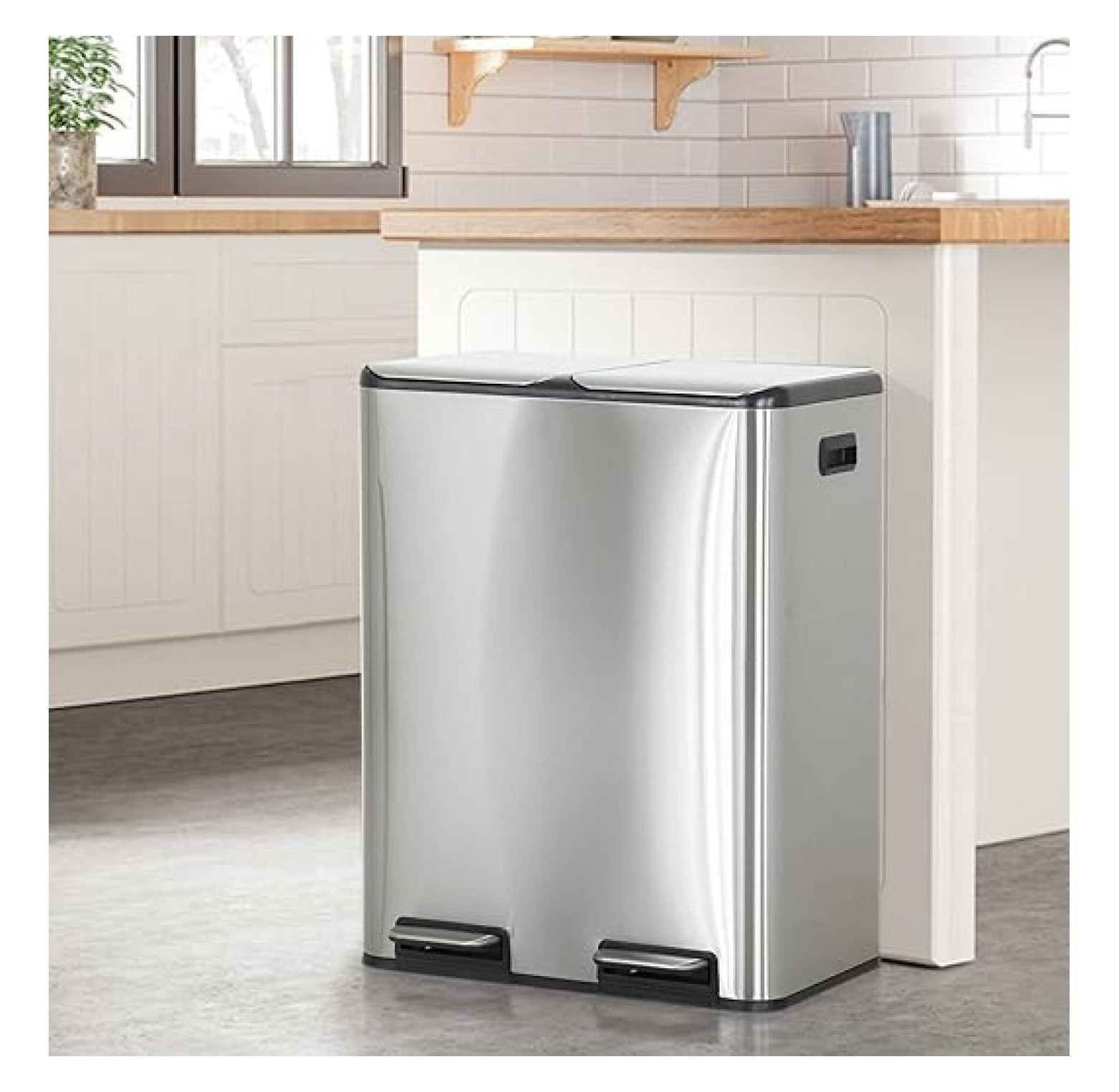 Kitchen Dual Trash Can, 60 Liter / 16 Gallon With Soft Close Lid ...