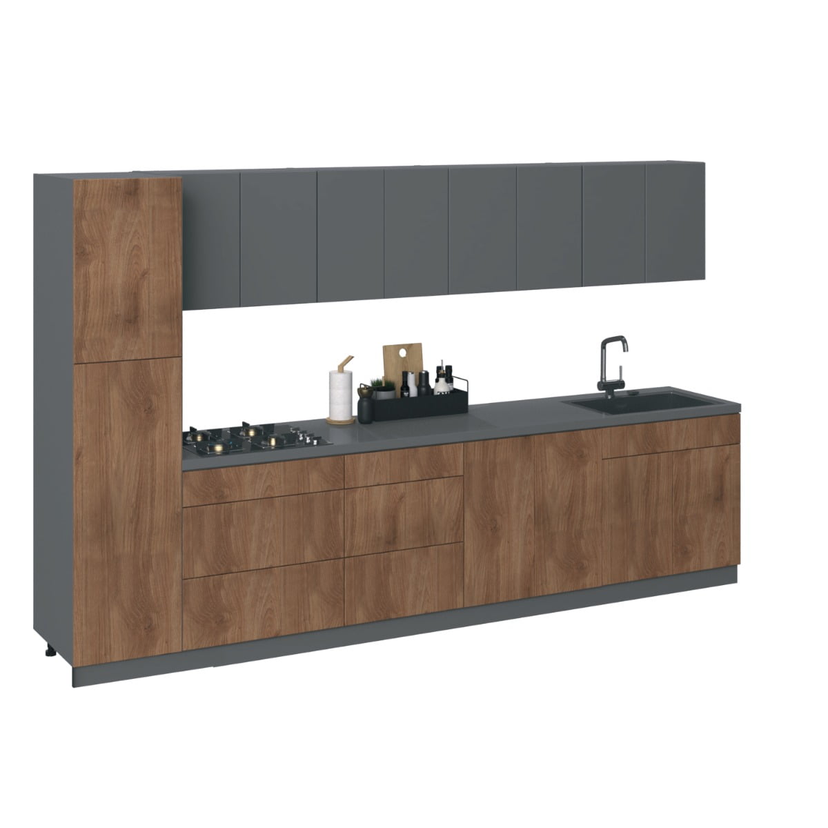 Kitchen Elegant Collection Natural Teak & Gray Color Base Size 11Ft ...