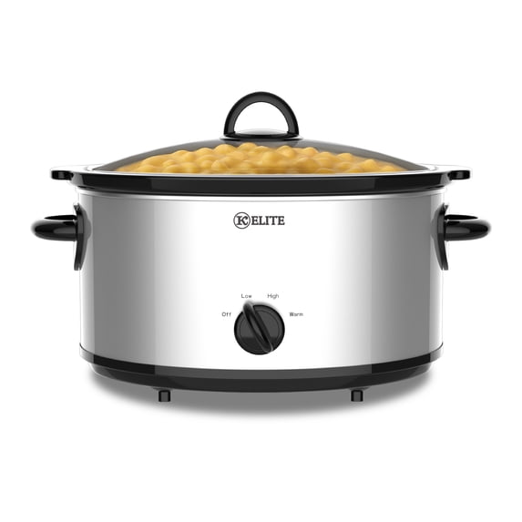 Kitchen Elite 7 Qt Slow Cooker, Stainless Steel, Ceramic Crock Pot ...