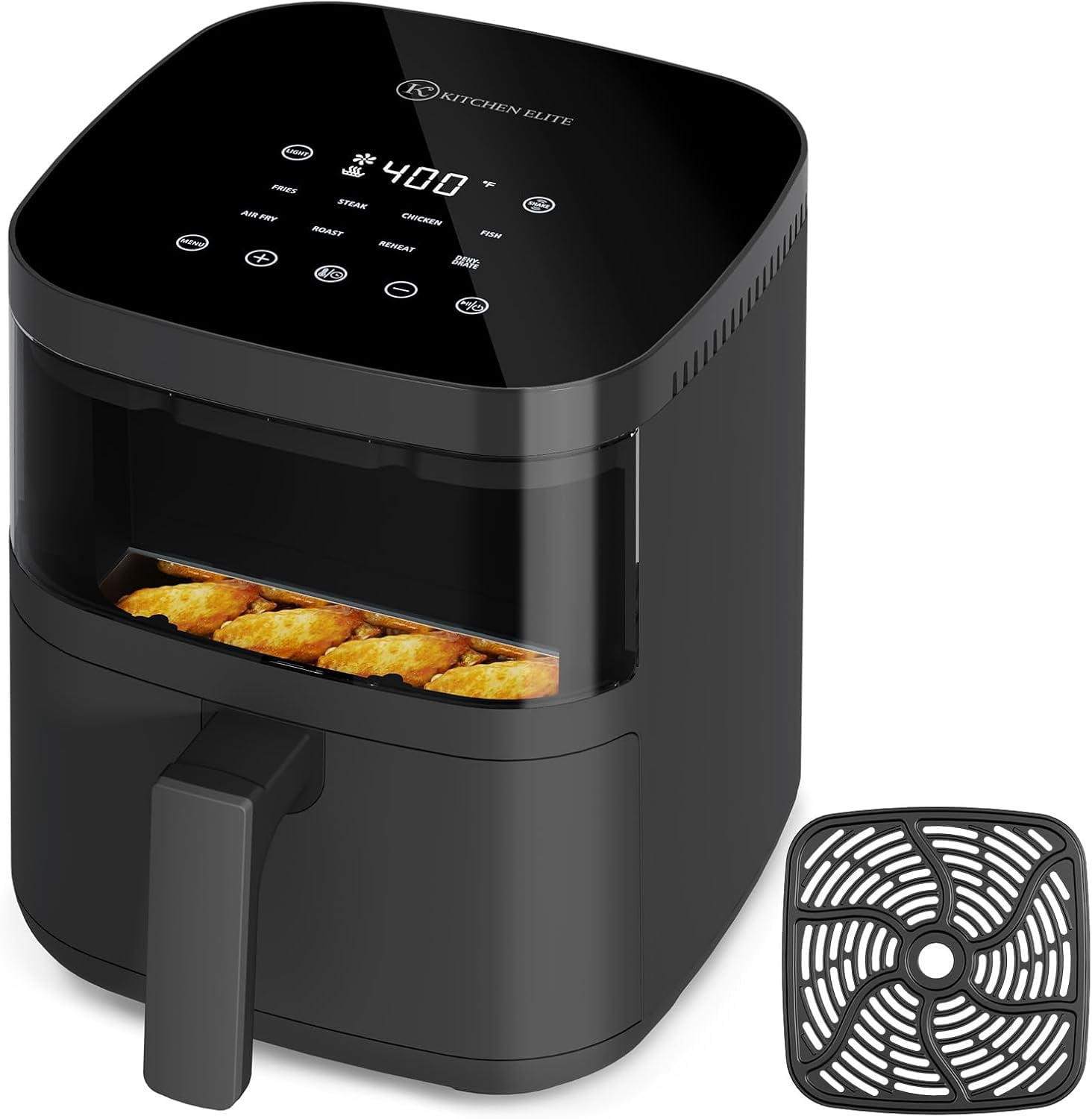 Kitchen Elite Air Fryer with View Window, 8 in 1 Compact Digital ...