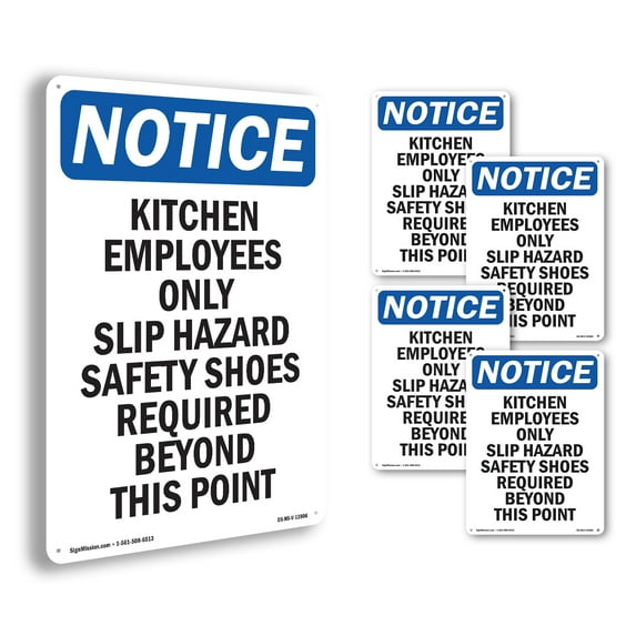 Kitchen Employees Only Slip Hazard OSHA Notice Aluminum Sign 24 Inch x ...