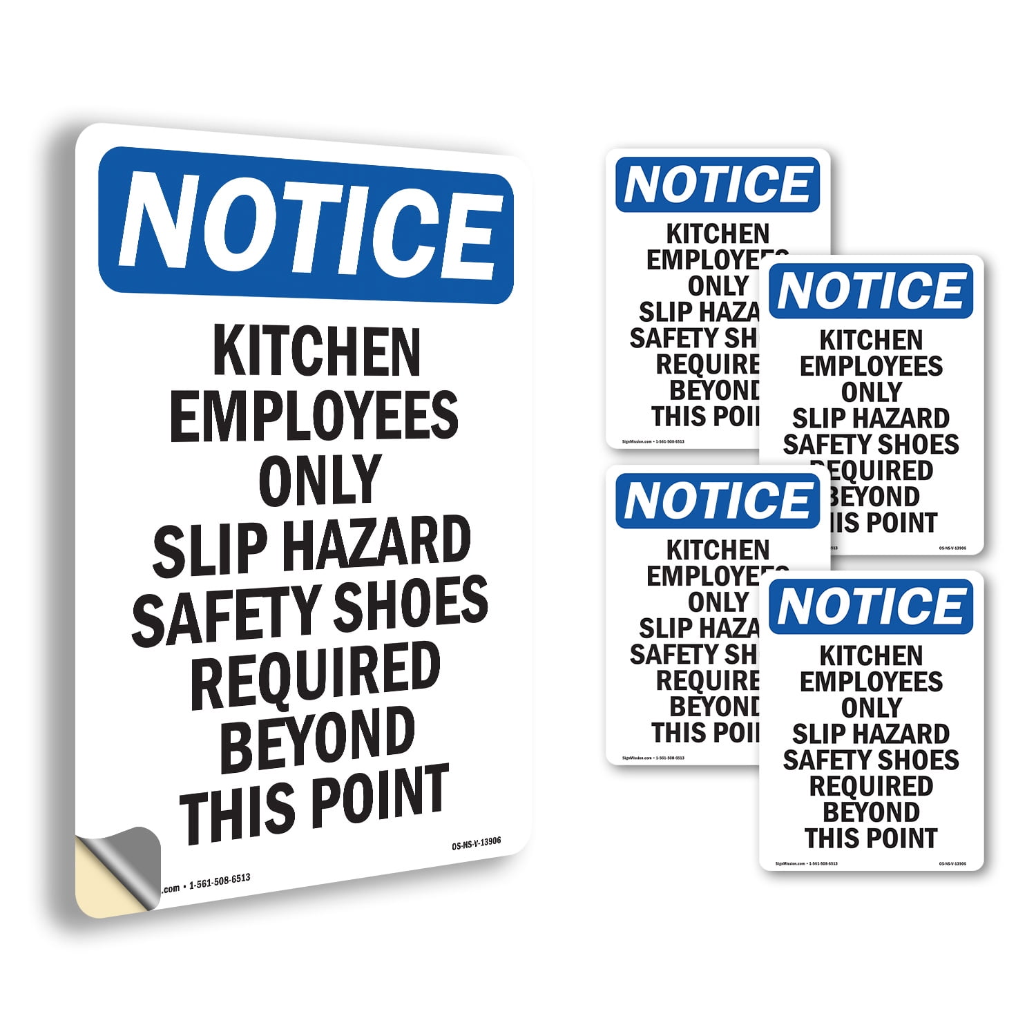 Kitchen Employees Only Slip Hazard OSHA Notice Vinyl Decal Label 18 ...