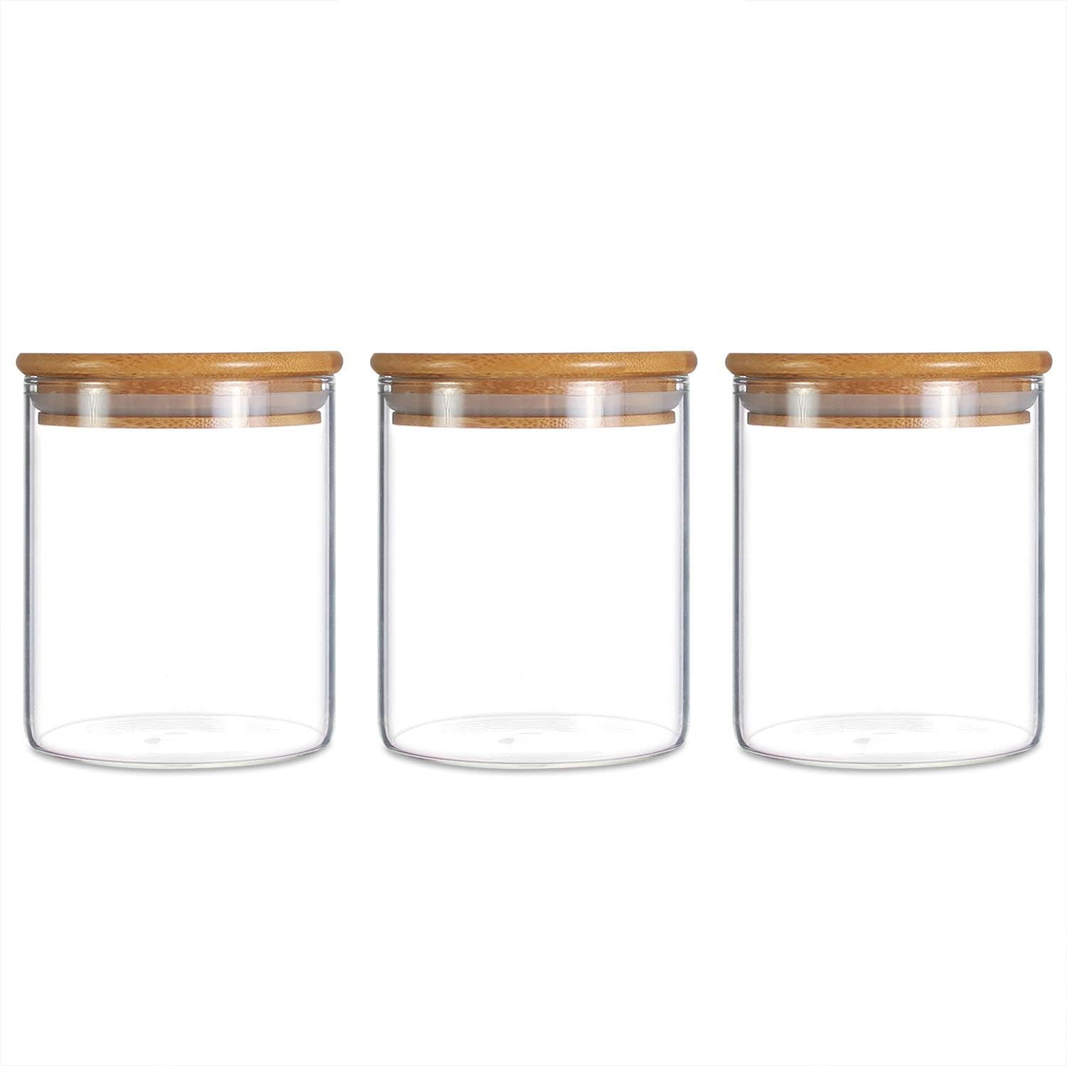 Kitchen Essential, Clear Glass Jar With Natural Wood Lid, Borosilicate ...