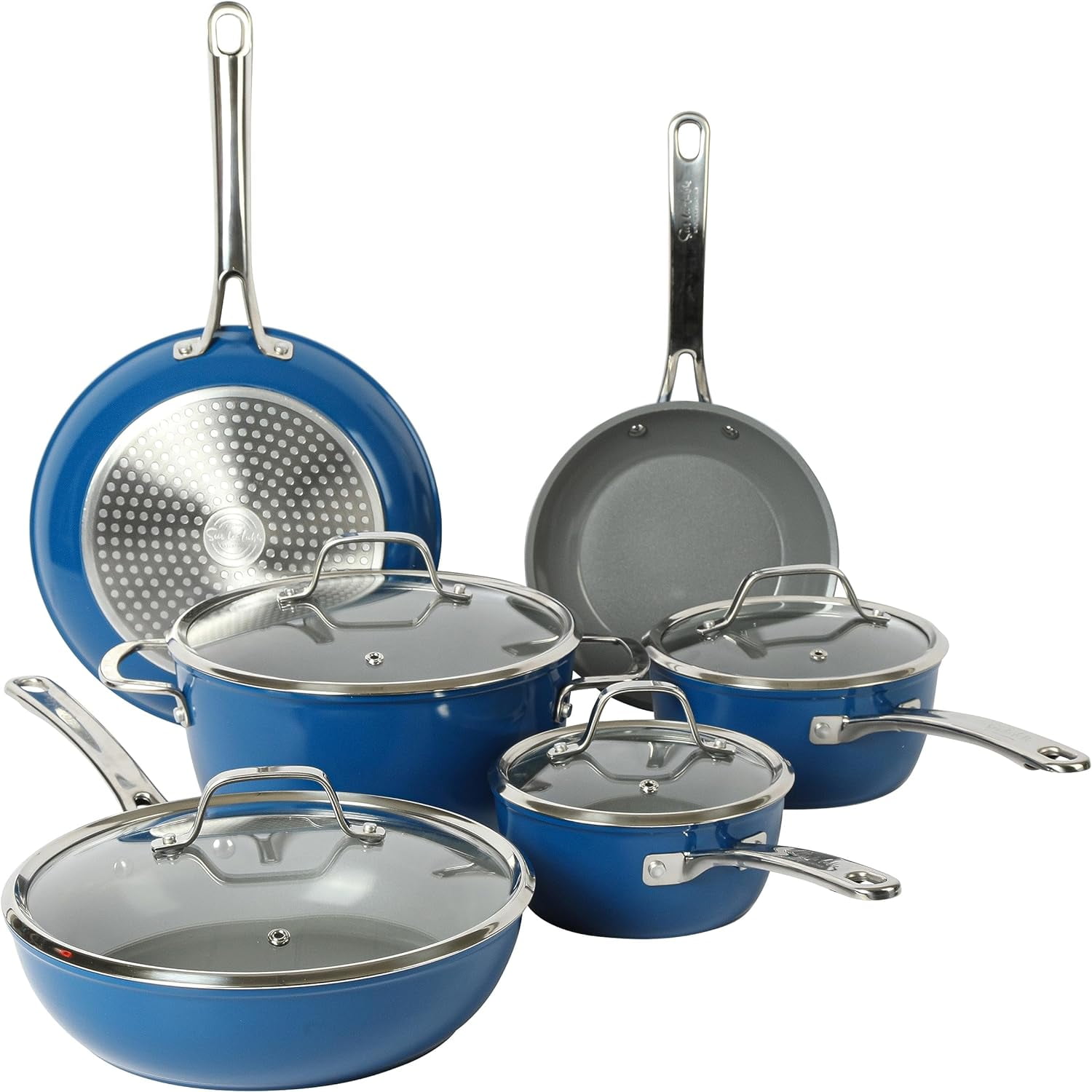 Kitchen Essentials 10 Piece PFA Free Titanium Ceramic Nonstick Interior ...