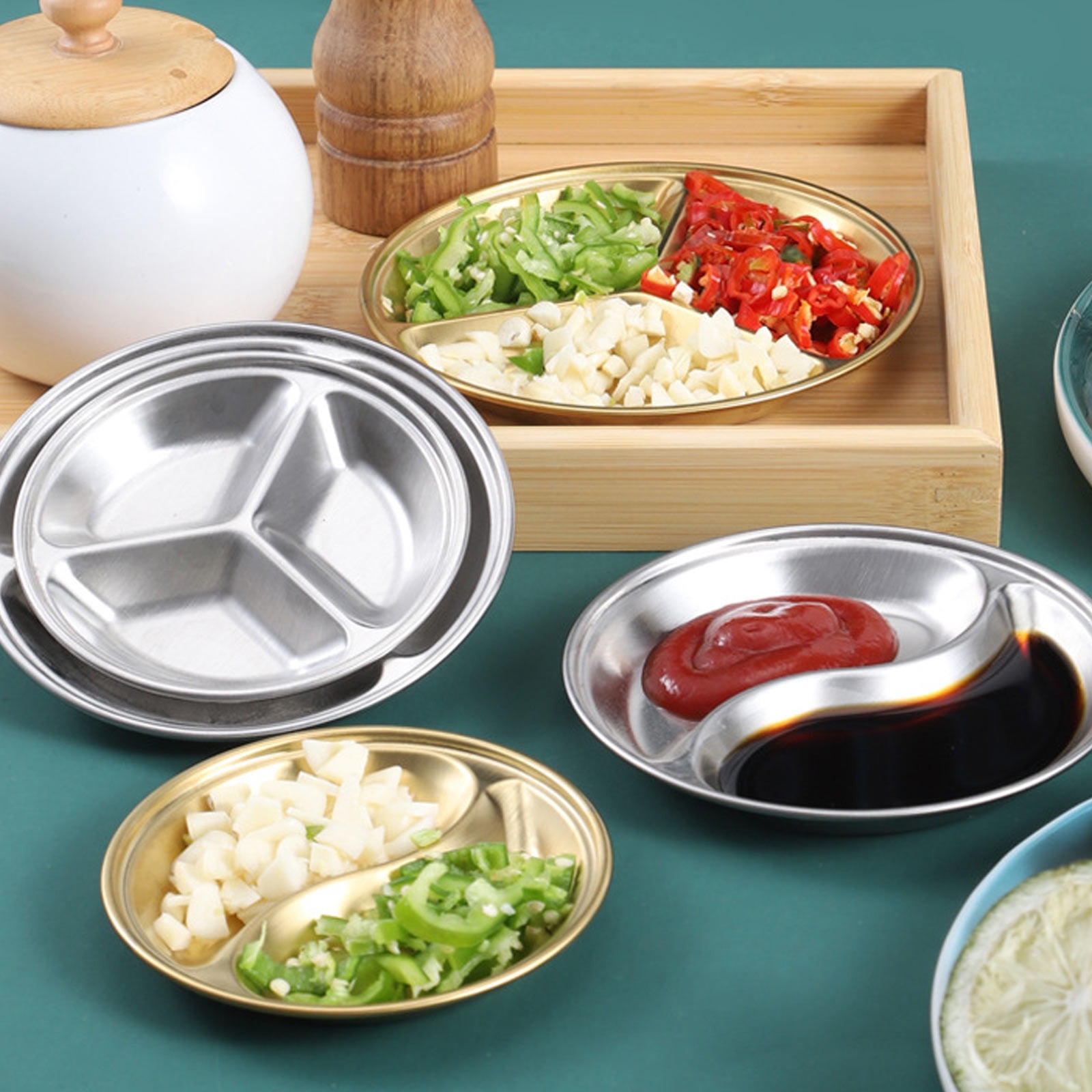 Kitchen Essentials CLEARANCE!ECKYADAM Divided Snack Barbecue Dipping ...