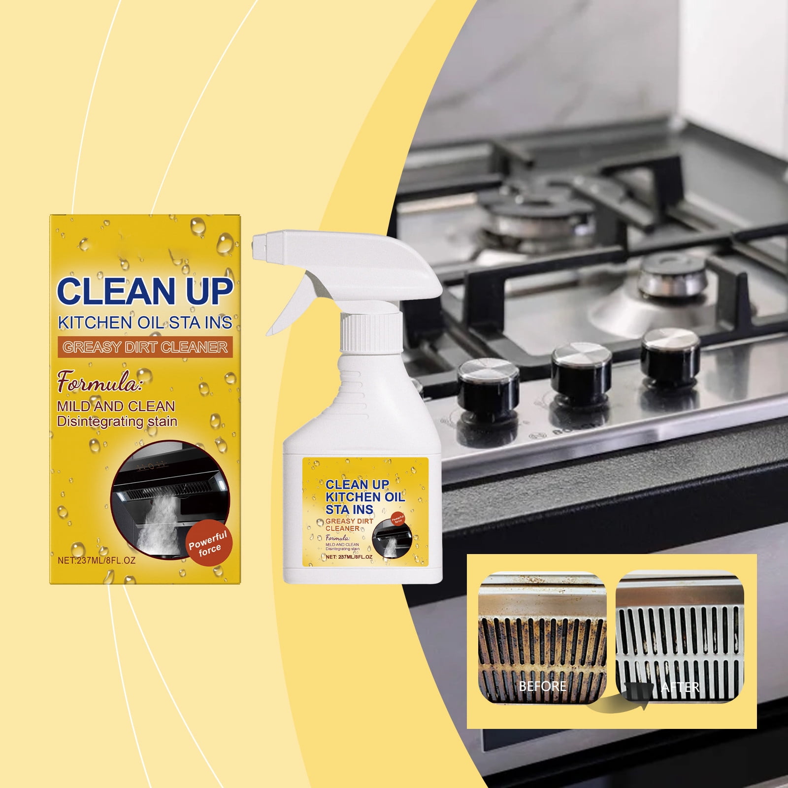 Kitchen Essentials Kitchen Oil Cleaner Kitchen Cooktop Range Hood Oil ...