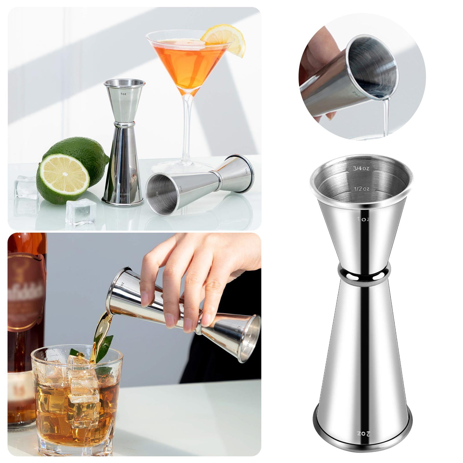 Kitchen Essentials for New Home Stainless Steel Double Ended Jigger Cup ...