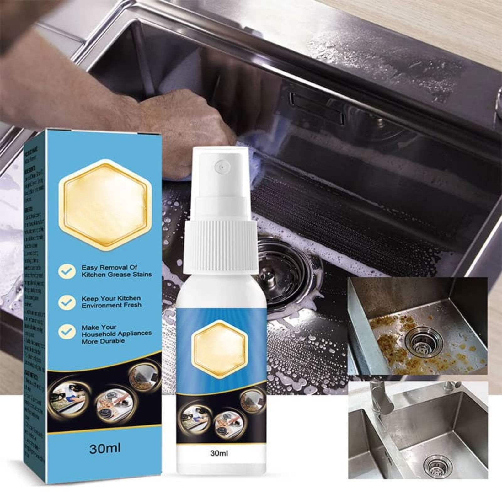 Kitchen Exhaust Fan Cleaner, Heavy Oil Stain Remover, 30ml, Easy-to-Use ...