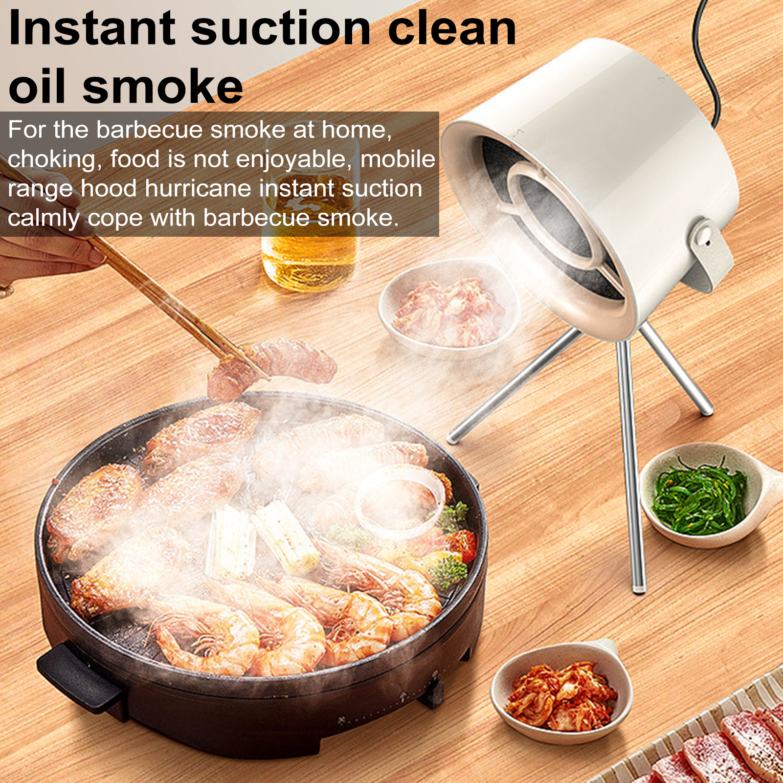 Kitchen Exhaust Fan Indoor Desktop Cooker Hood with 3 Speeds Small ...