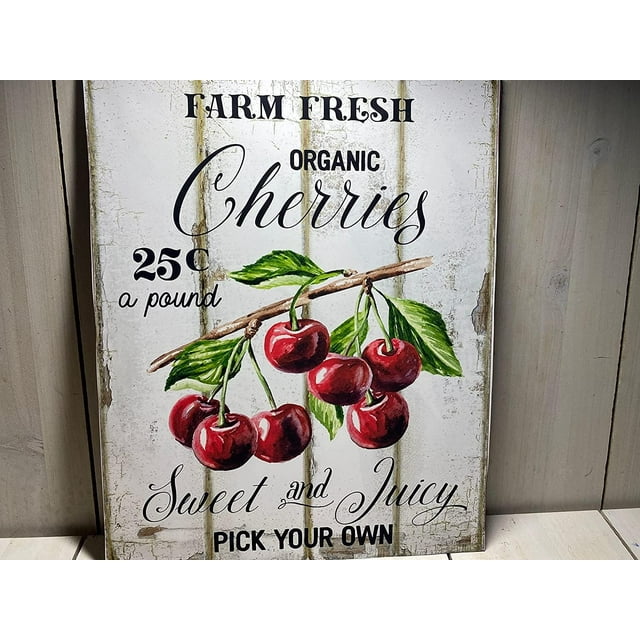 Kitchen Farm Fresh Cherries Wall Decor,Cherry Sign, Farmhouse Cherry ...