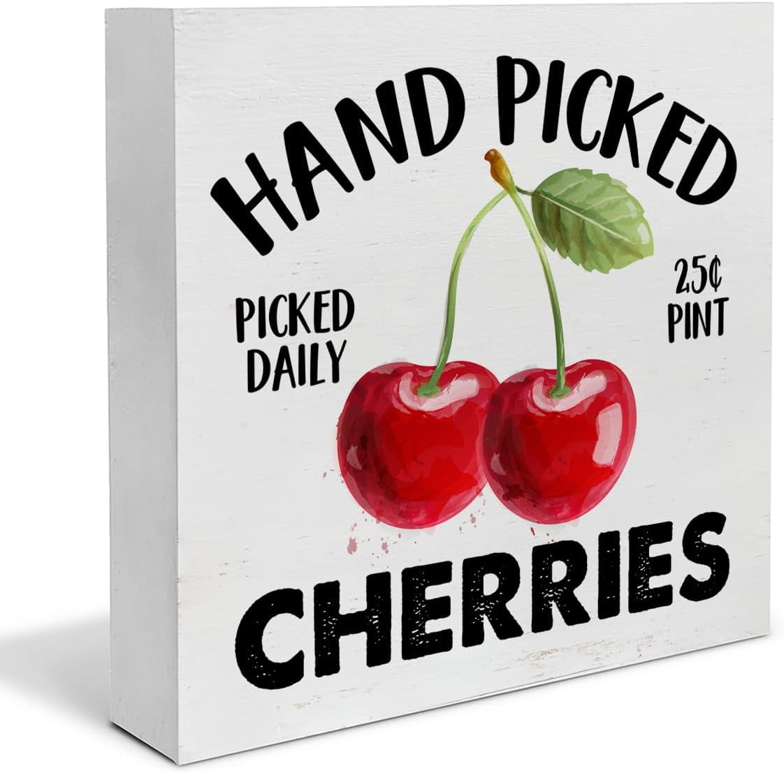 Kitchen Farmhouse Cherry Wood Box Sign Art Desk Decor 5x5 Inch ...