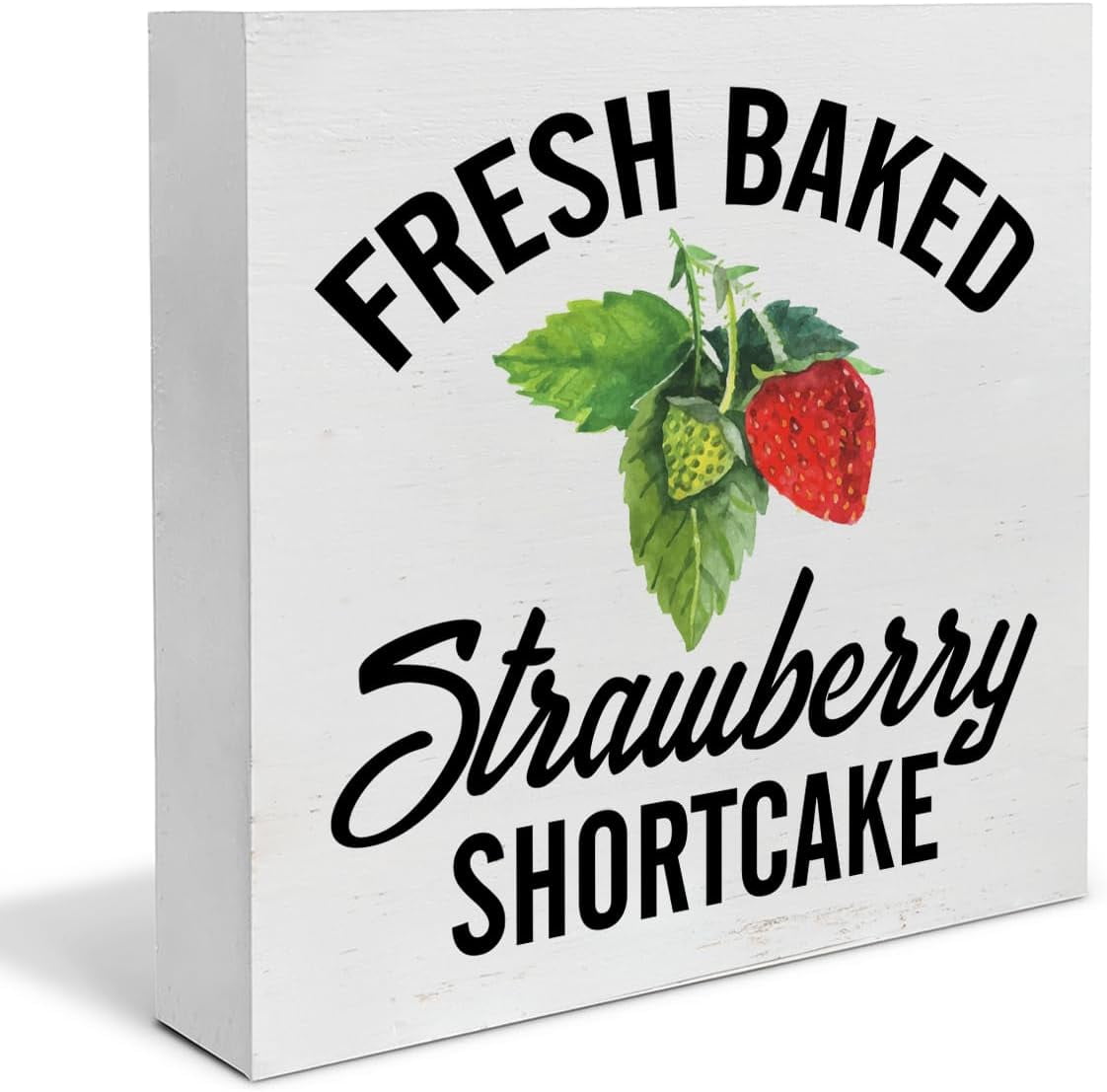 Kitchen Farmhouse Strawberry Wood Box Sign Art Desk Decor 7x7 Inch ...